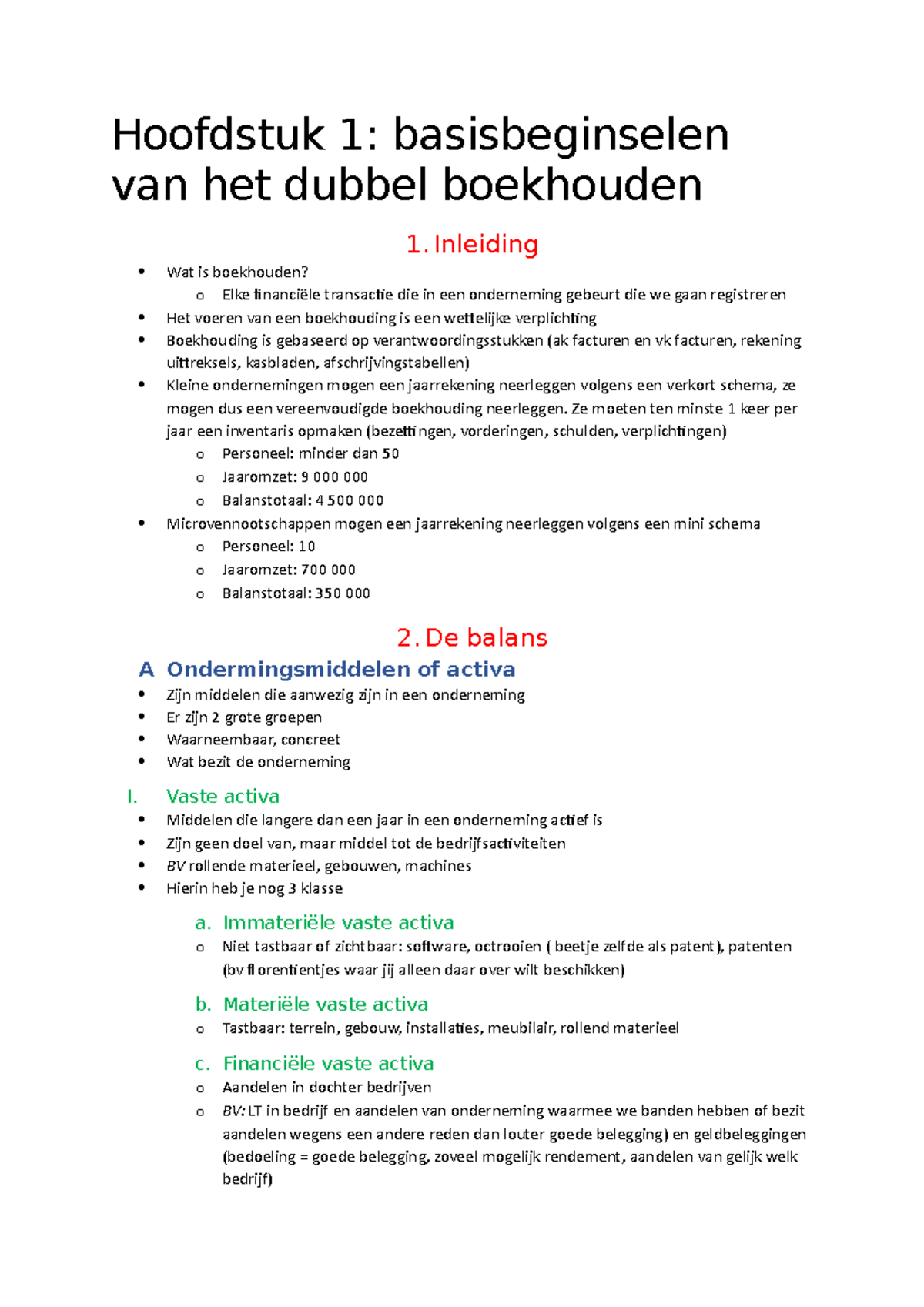 Samenvatting - Hoofdstuk 1: basisbeginselen van het dubbel boekhouden 1 ...