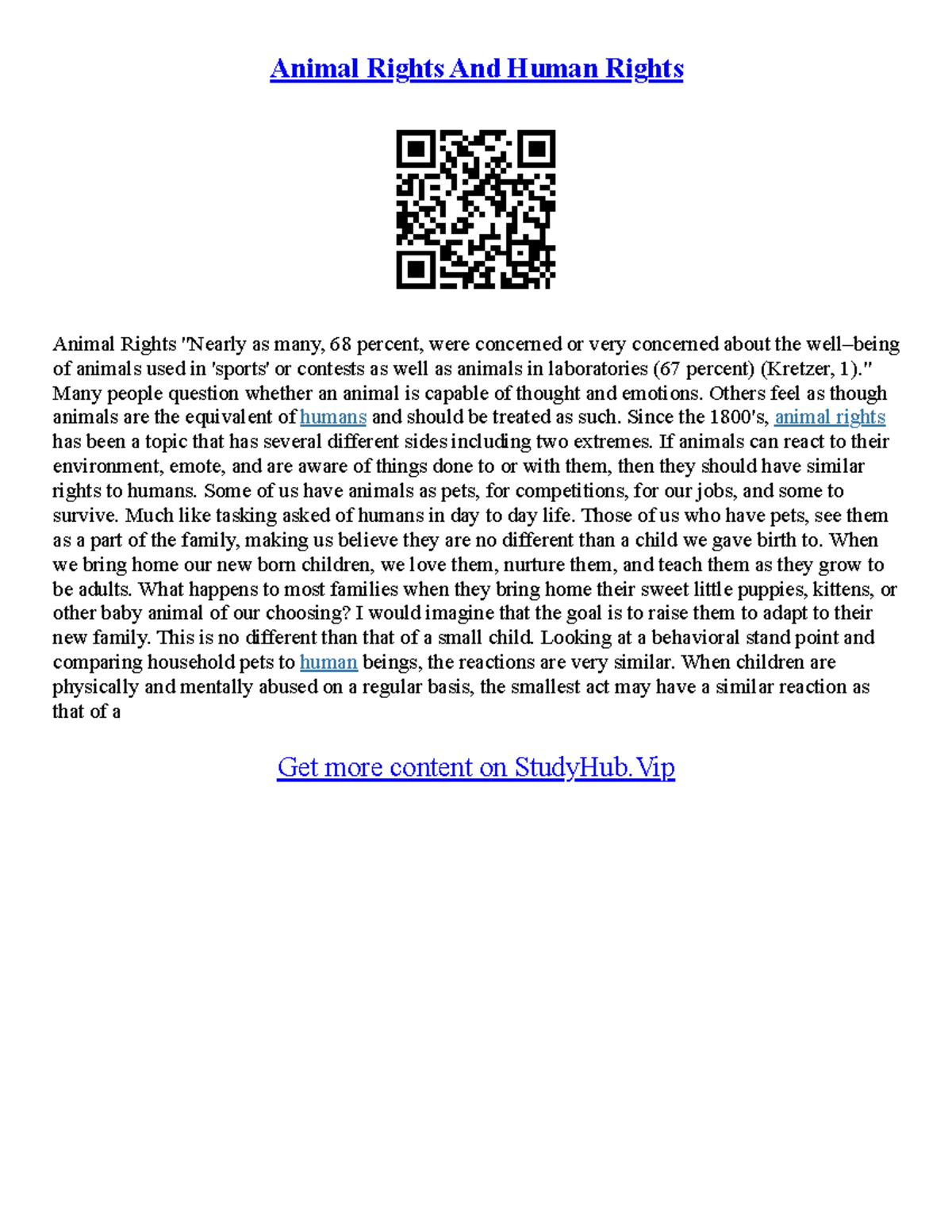 Animal Right Essay - Animal Rights And Human Rights Animal Rights ...