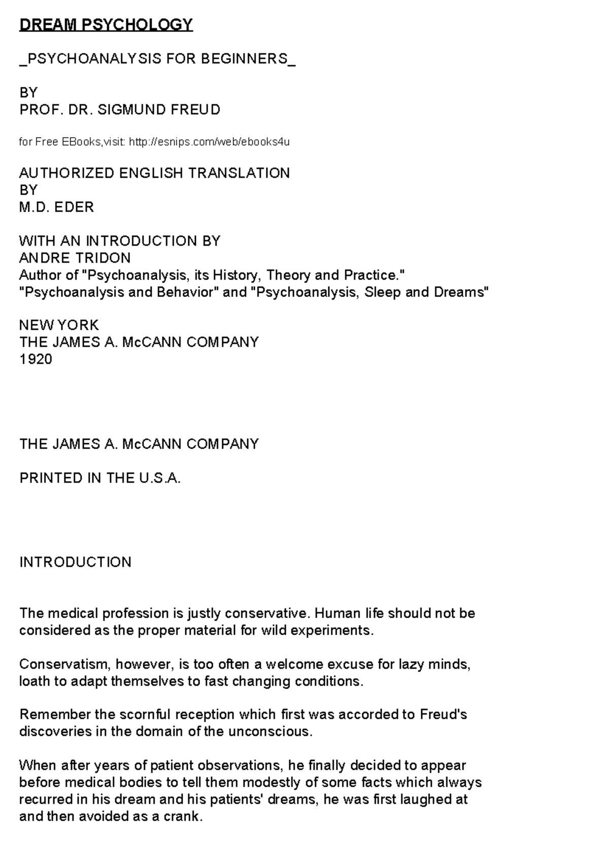 Dream Psychology - DREAM PSYCHOLOGY PSYCHOANALYSIS FOR BEGINNERS BY ...