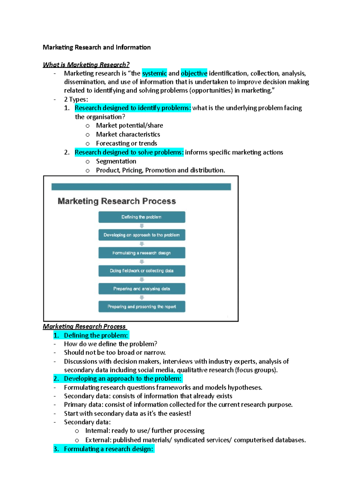 Marketing Lesson Week 5 - Marketing Research and Information What is ...
