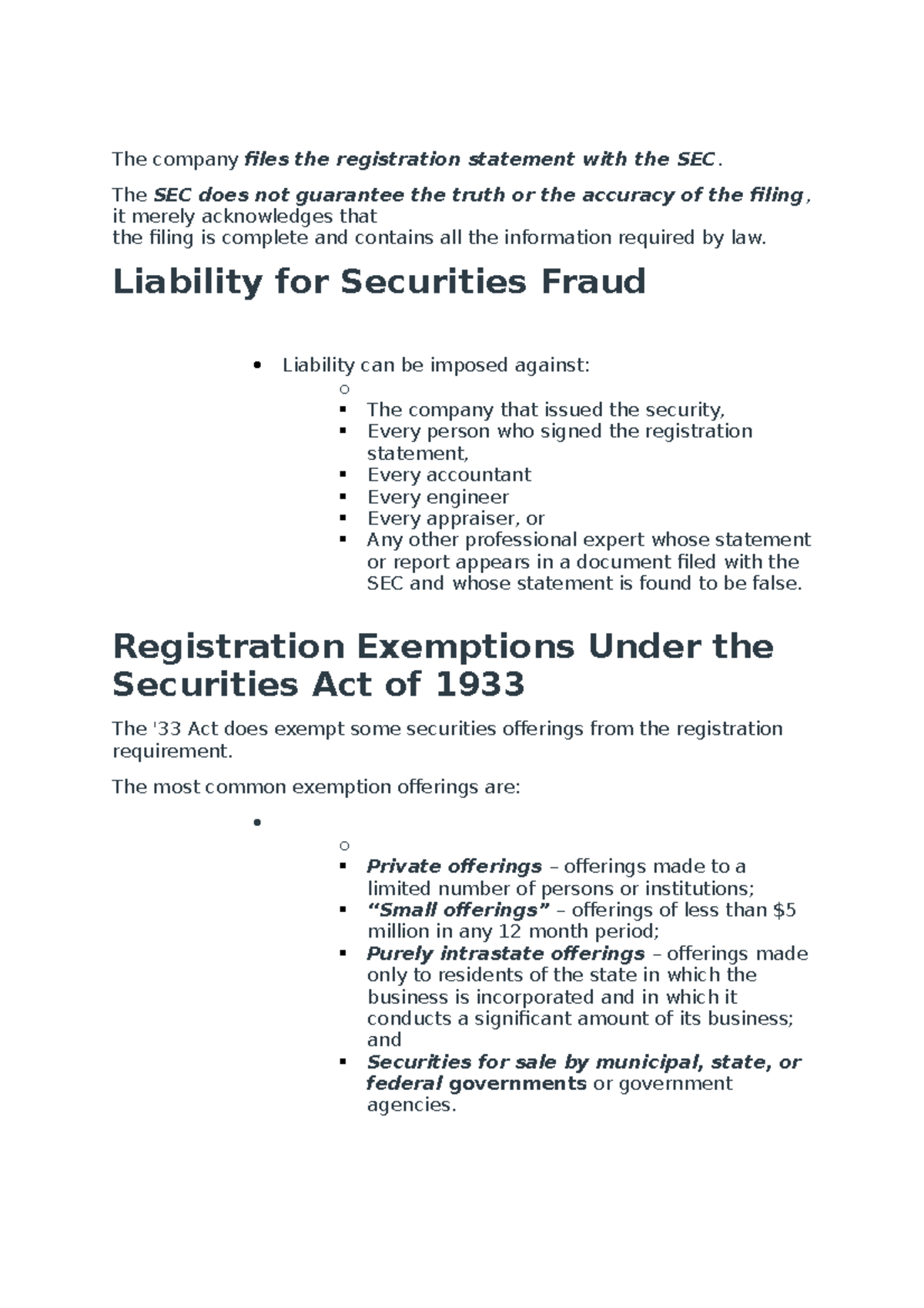 Objectives of security act 2 - The company files the registration statement with the SEC. The ...