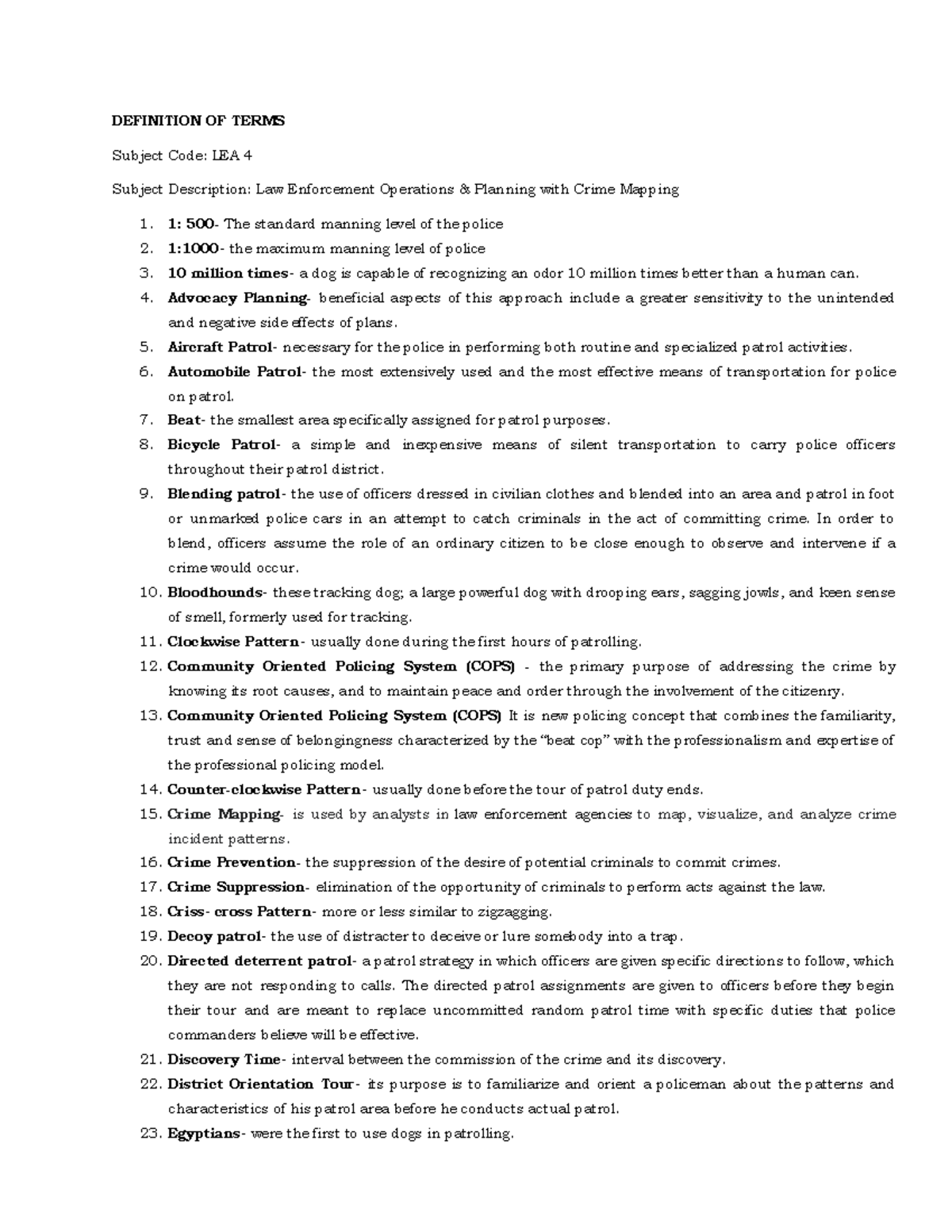 Scribd Study Purposes DEFINITION OF TERMS Subject Code LEA 4