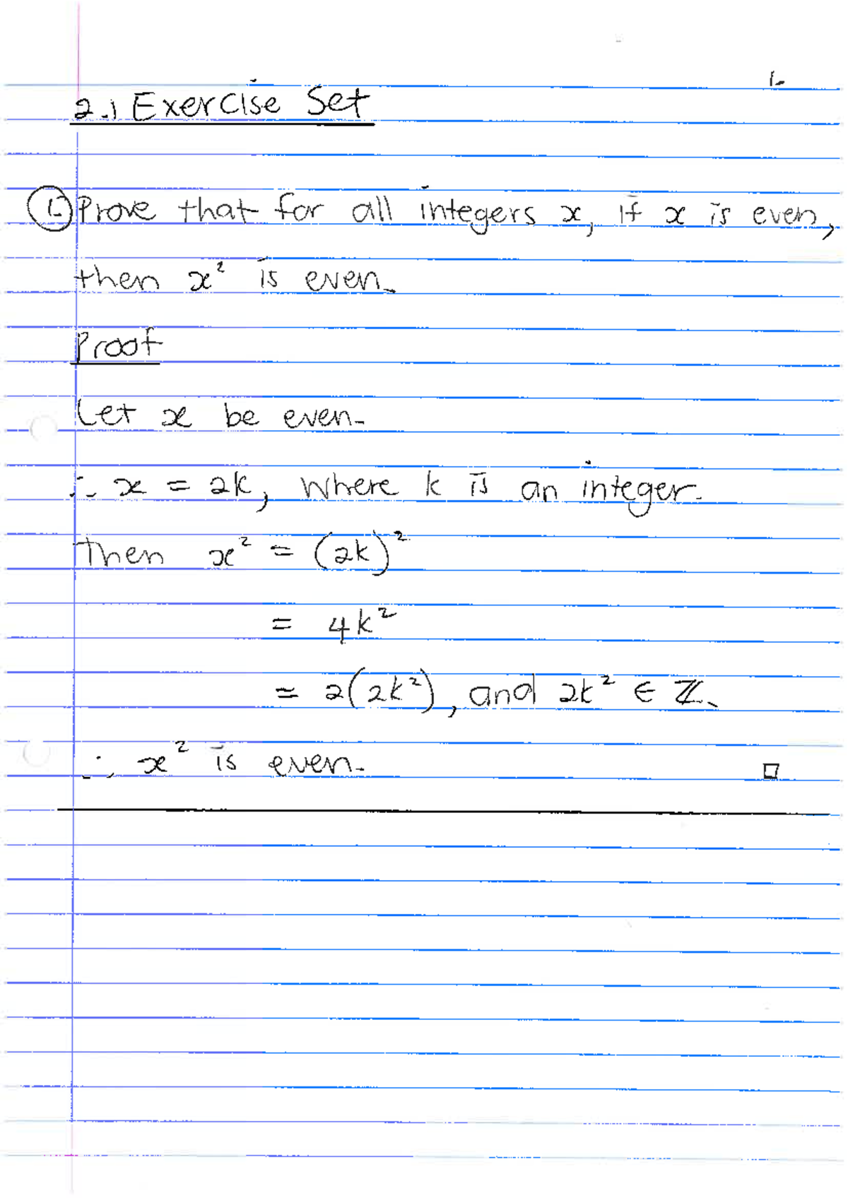 Logic 2-1 Solutions - 1. 2 Exercise Set 1 Prove that for all integers x ...