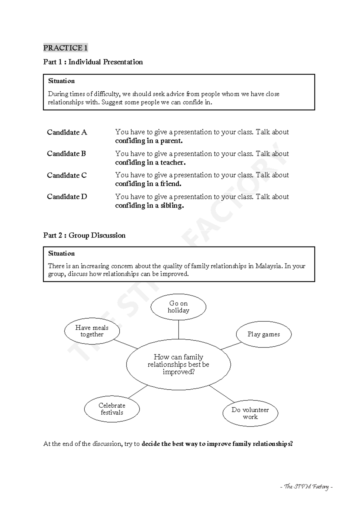 Speaking Practice 1 - MUET - THE STPM FACTORY PRACTICE 1 Part 1 ...