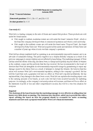 ACCY200 Week 3 Tutorial Solutions - Warning: TT: undefined function: 32 School of Accounting ...