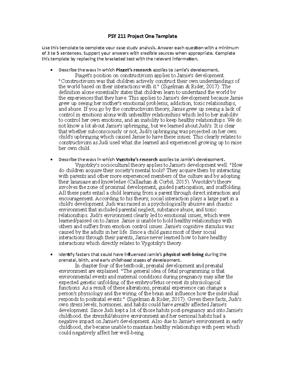 PSY 211 Project One Final - PSY211 - SNHU - Studocu