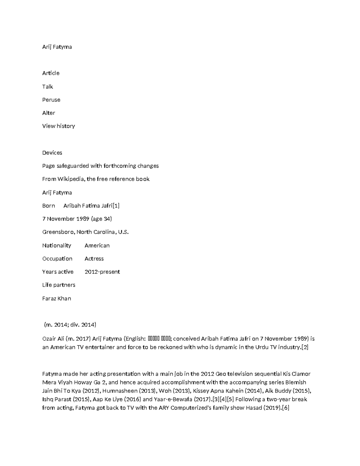 Arij Fatyma - ESSAY - Arij Fatyma Article Talk Peruse Alter View ...