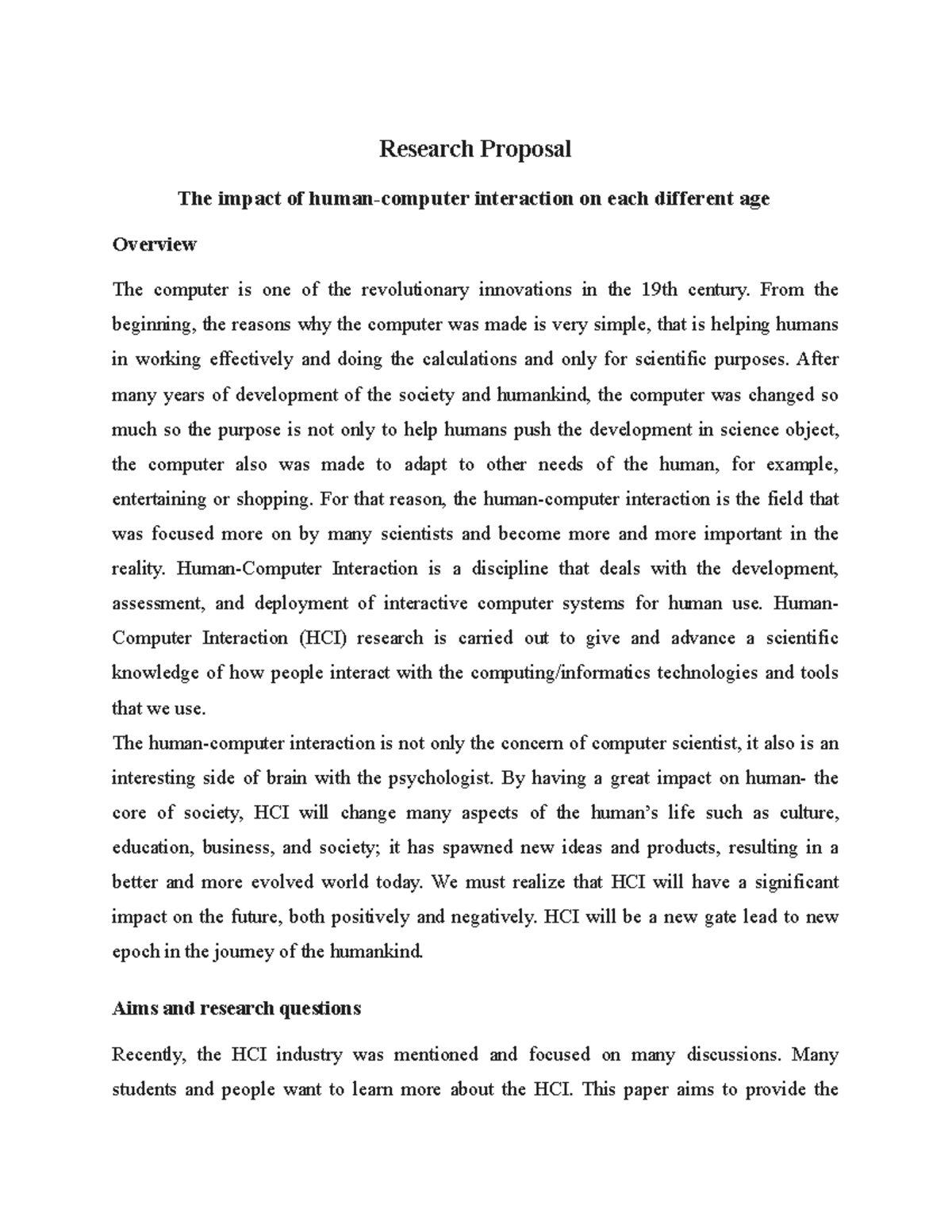 The impact of human-computer interaction on each different age ...