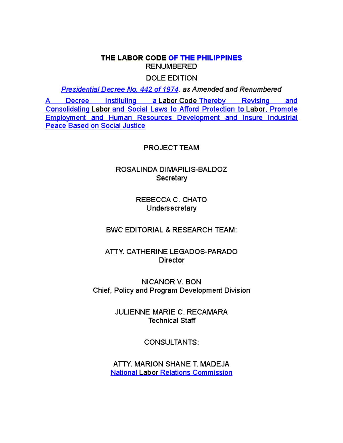 Department Of Labor Labor Codes