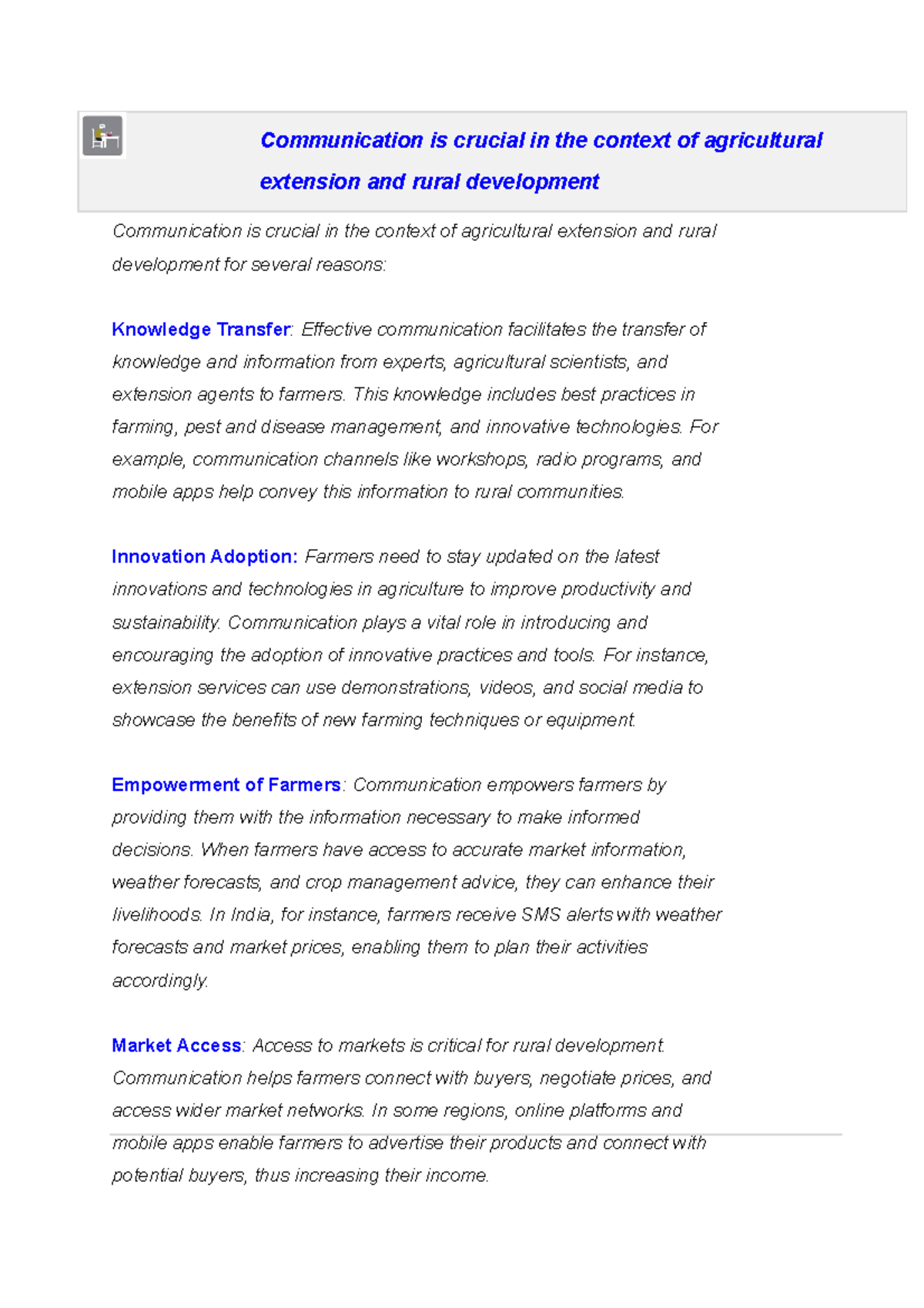 Additional material 2 - Communication is crucial in the context of ...