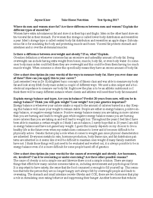 Nutrition Project 1 - Jayme Kizer Personal Reflection Principles of ...