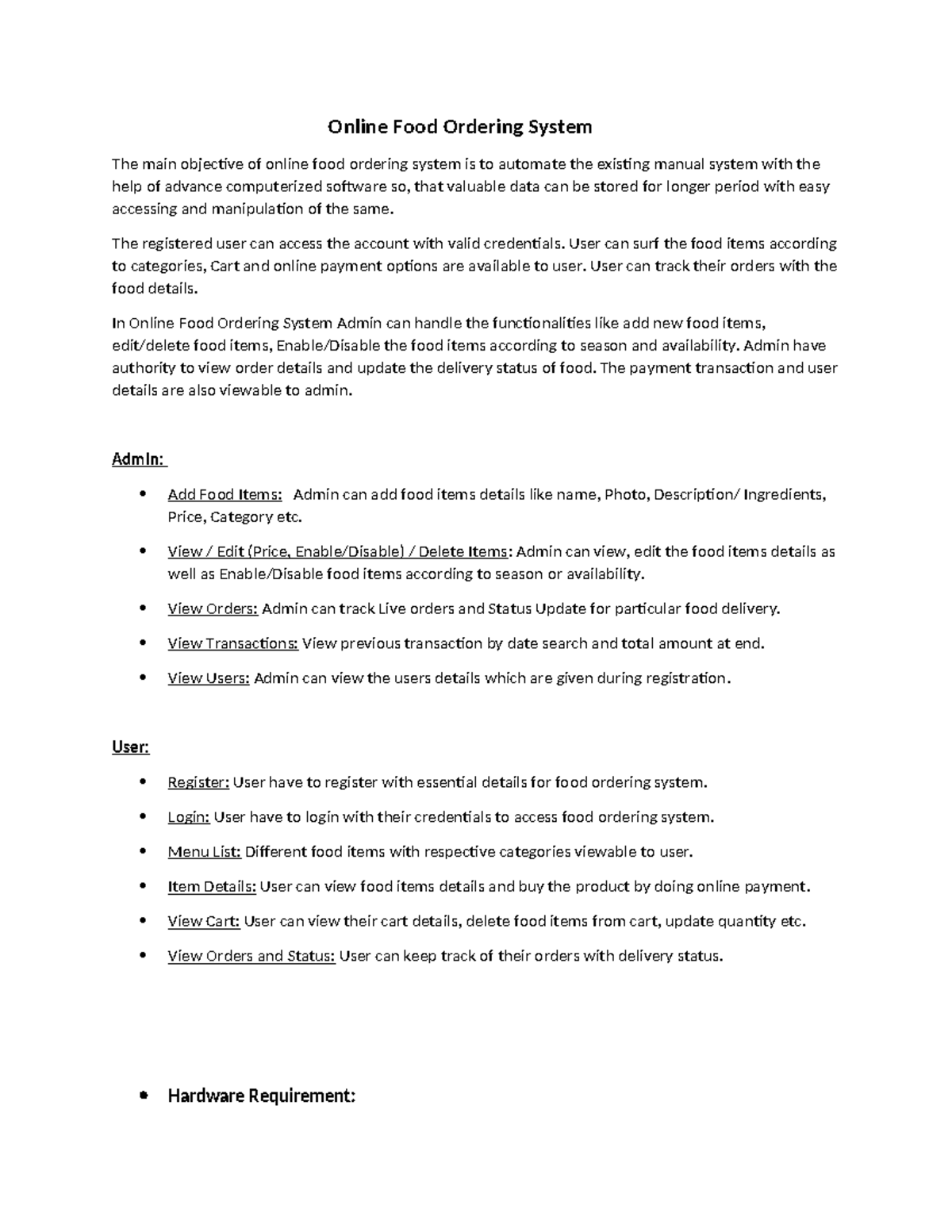 P082 - Summary / B. Tech (Electronics Engineering) - Online Food ...
