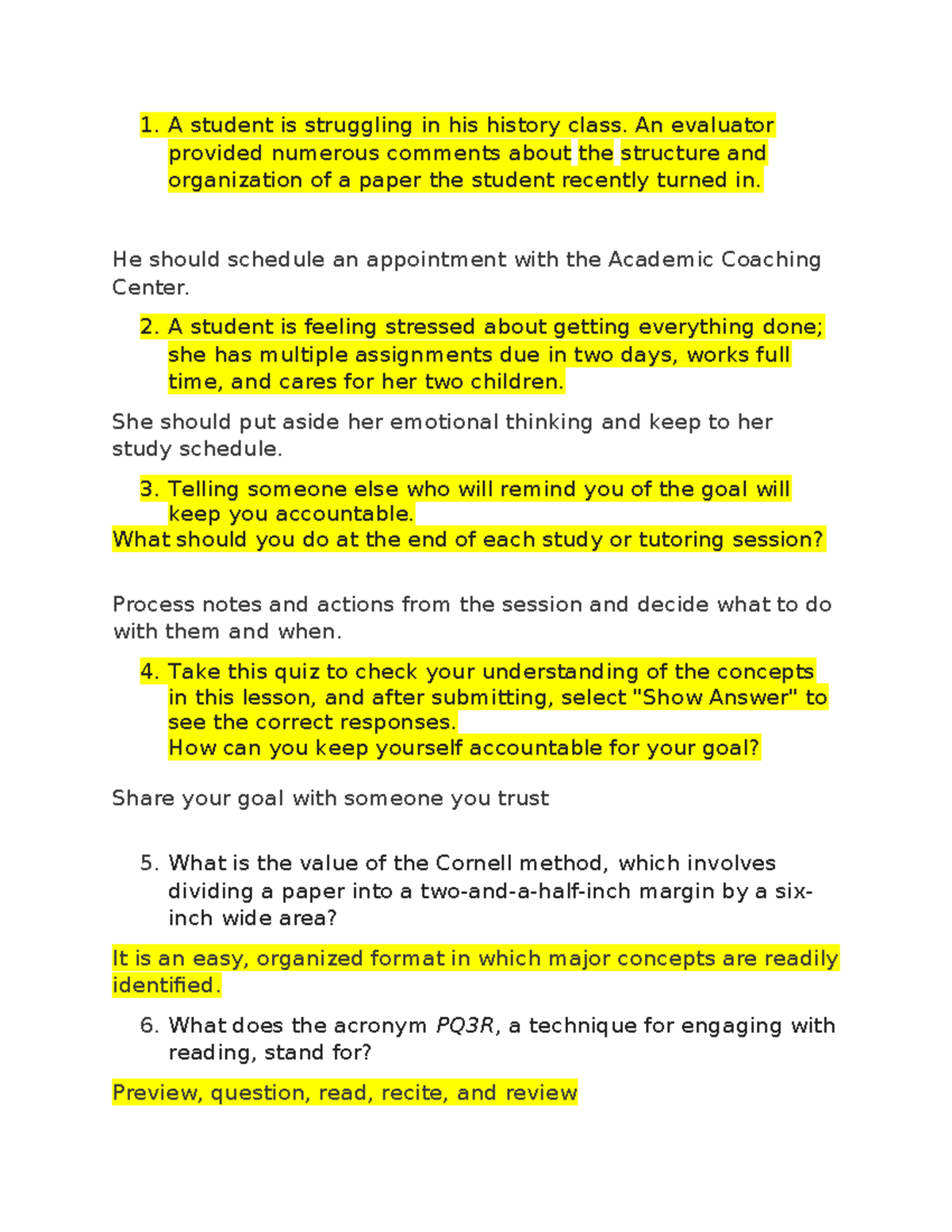 D389 study guide - A student is struggling in his history class. An evaluator provided numerous ...