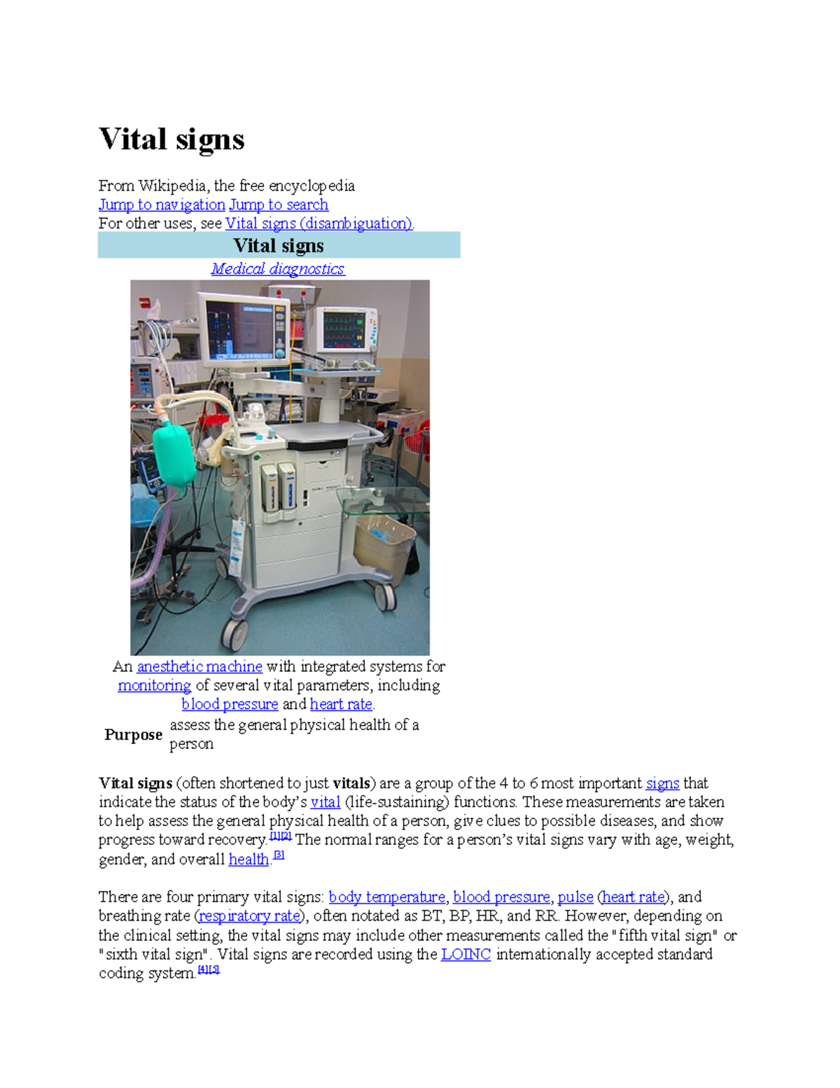 Vital sign assessment - Vital signs From Wikipedia, the free ...