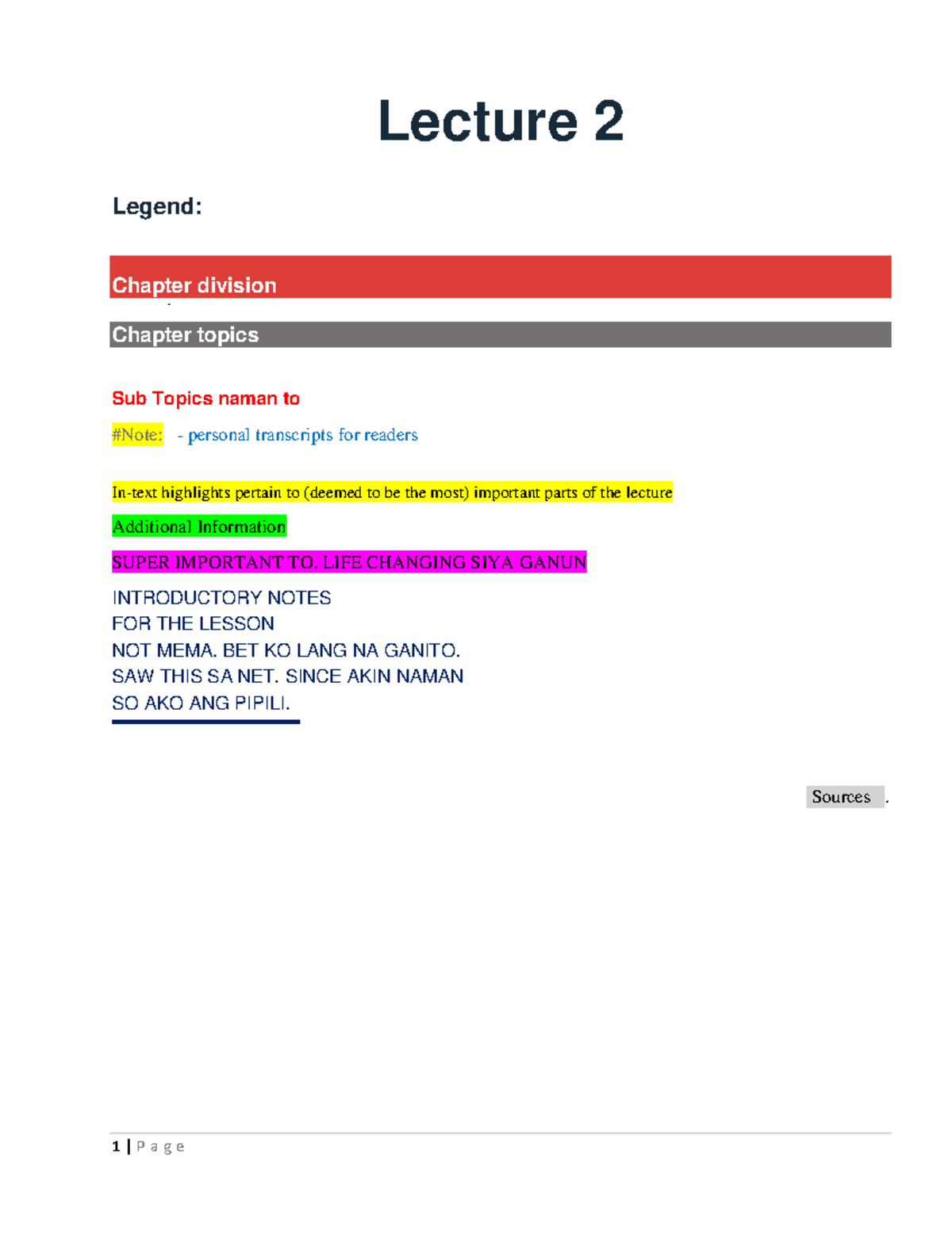 Contemporary World Lecture 2 - Lecture 2 Legend: Chapter division ...