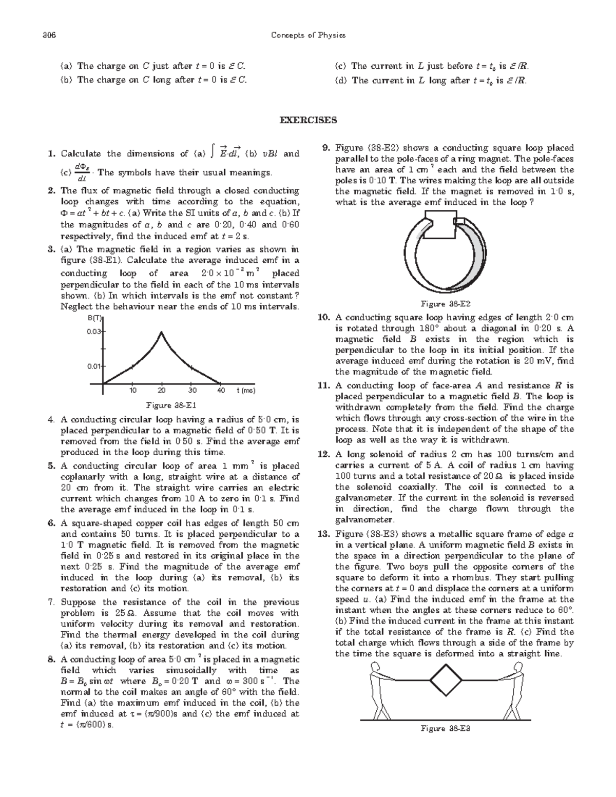 HCV EMI - Class notes - (a) The charge on C just after t 0 is E C. (b ...