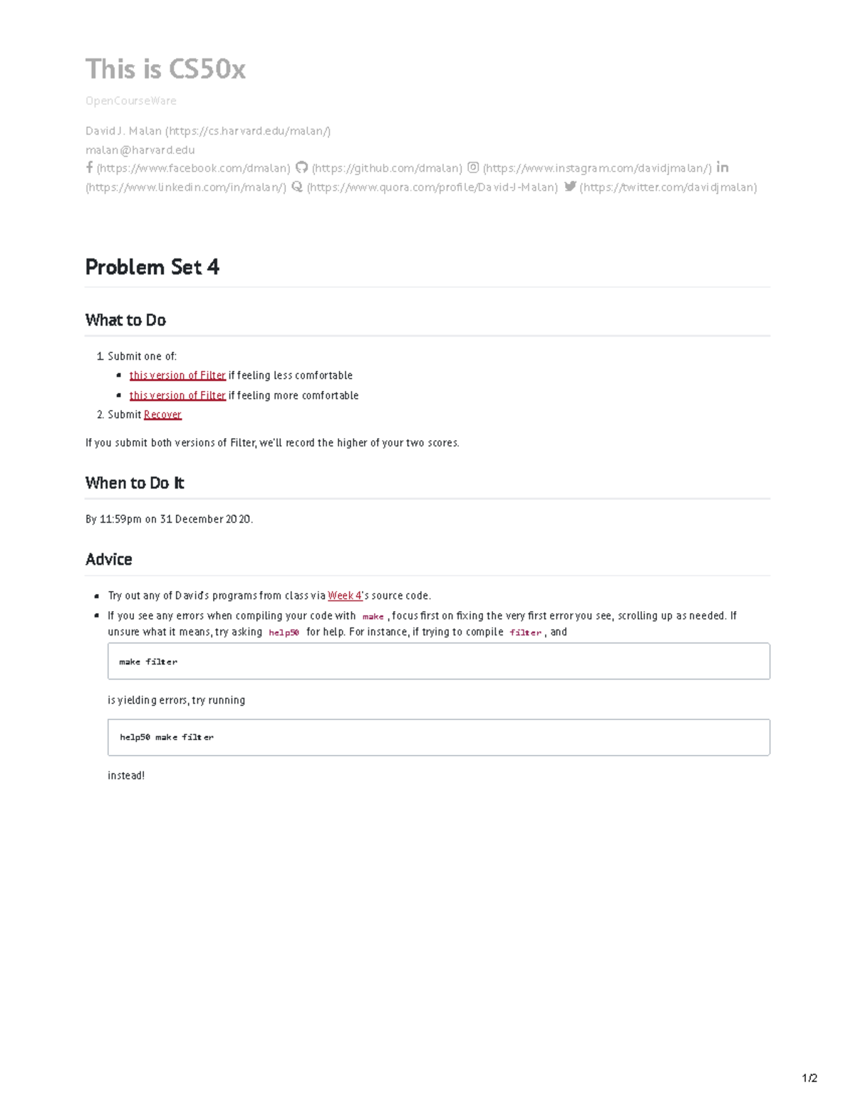 Problem Set 4 Cs50x Cs50 For Mbas Computer Science For Business Leaders 1 This Is Cs50x
