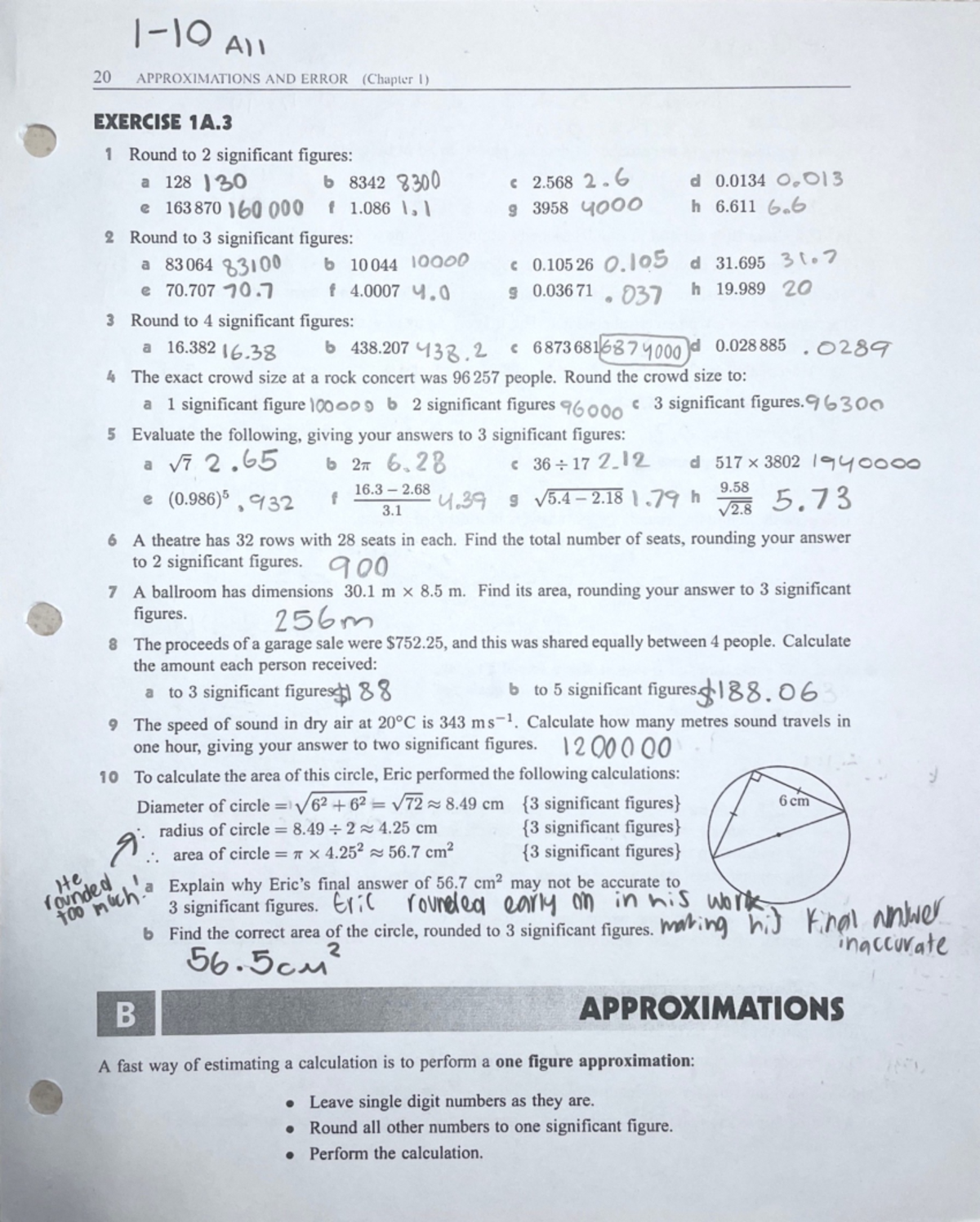 1A.3 HW Approximations and Error - Studocu