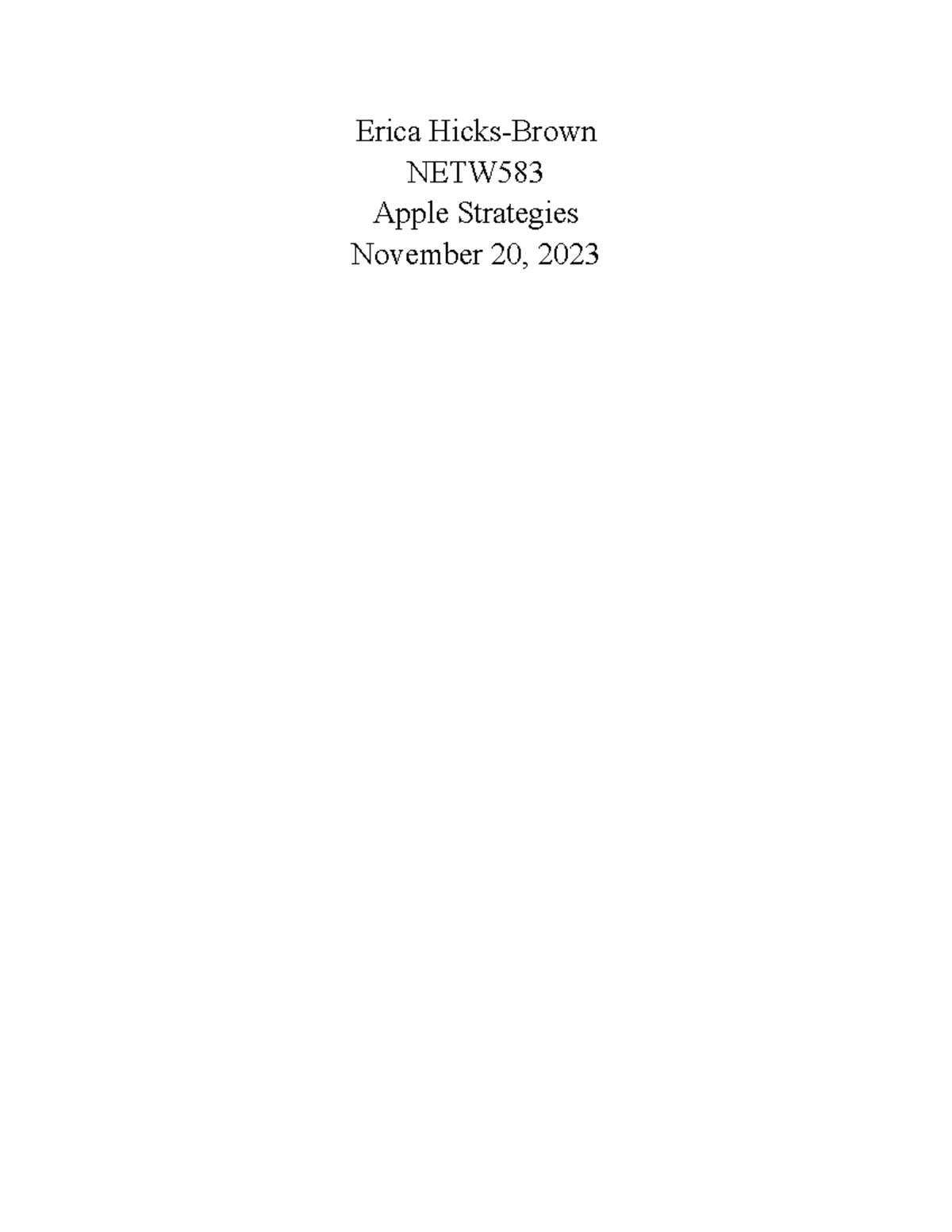 Bibliography - Erica Hicks-Brown NETW Apple Strategies November 20 ...