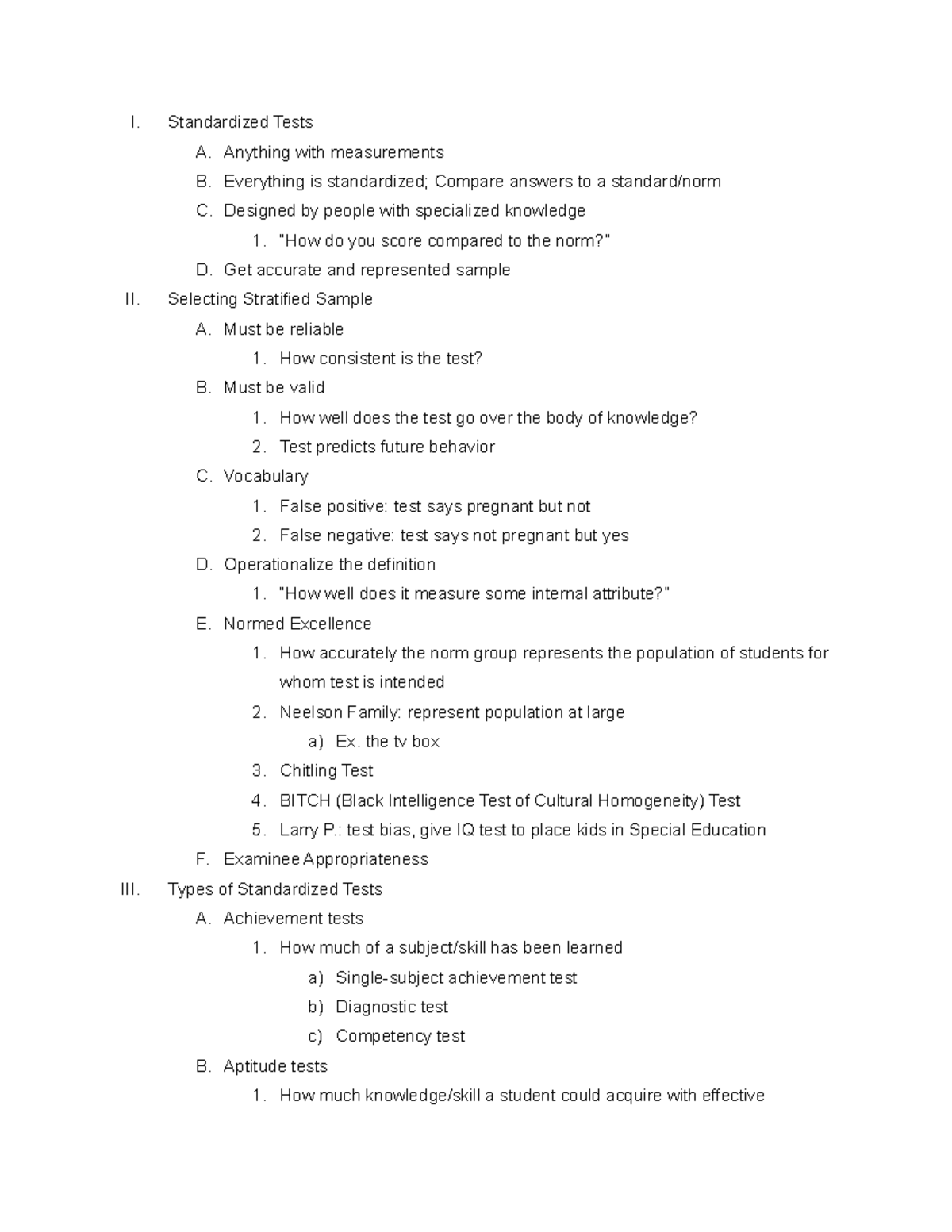 Chapter 15 - Standardized Tests - I. Standardized Tests A. Anything ...