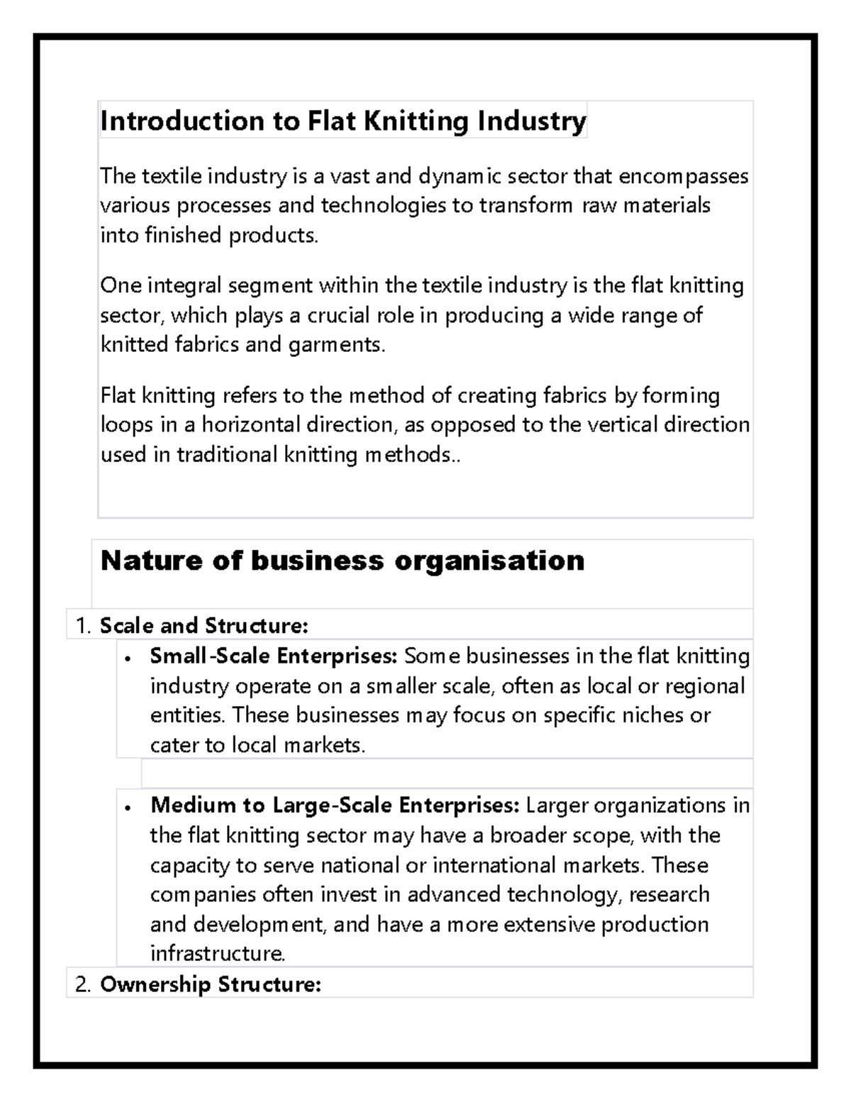 Introduction to Flat Knitting Industry 335 - One integral segment ...