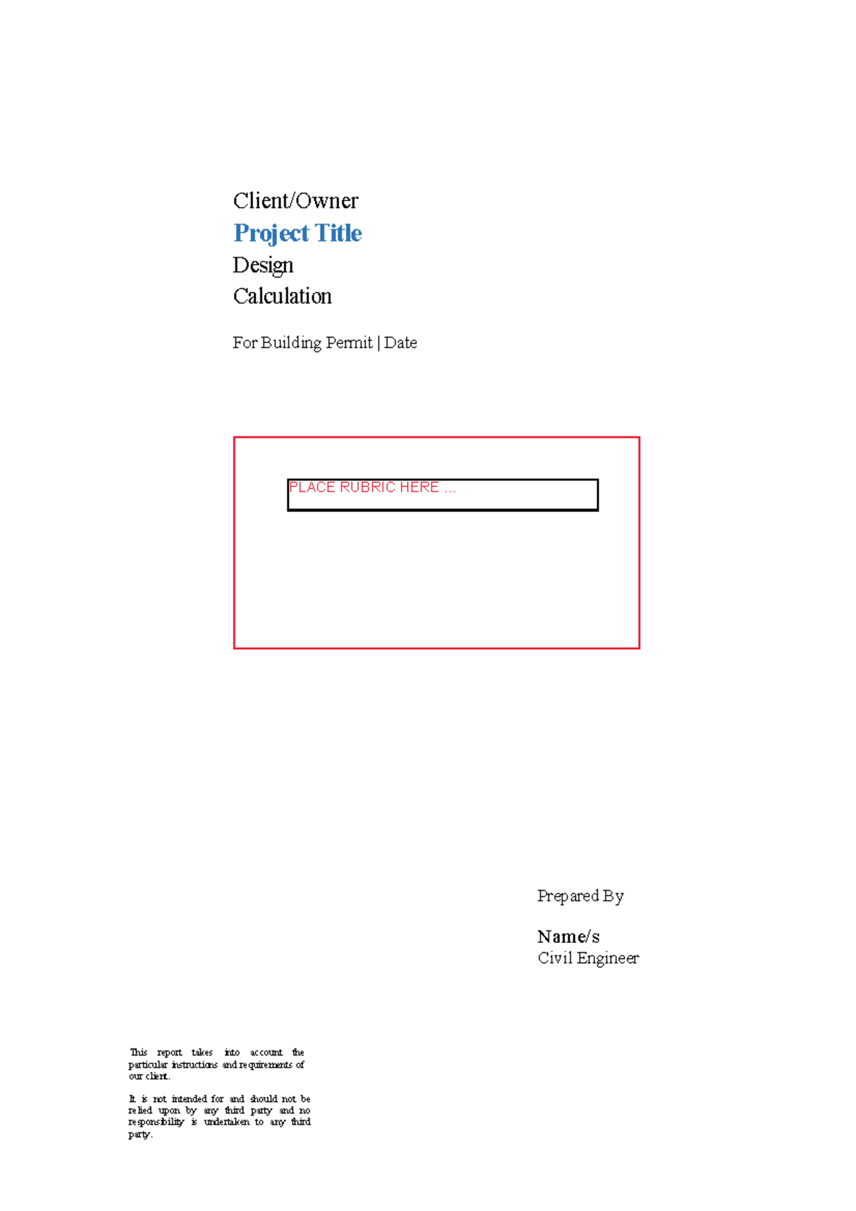 Lbycv 3D - Design Report Format-1 - Client/Owner Project Title Design ...