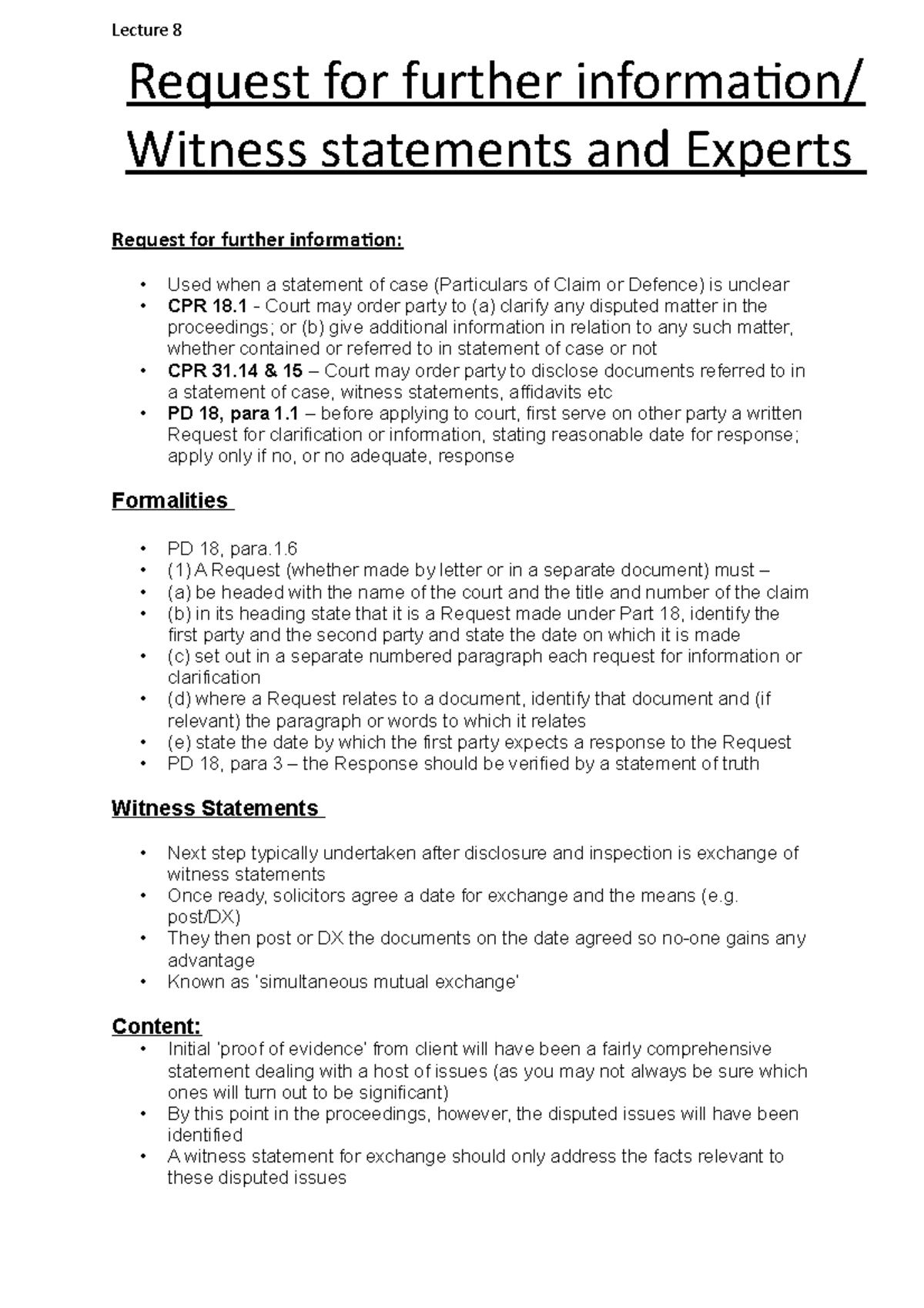 Request for further information- lecture 8 - Request for further ... Request for further information- lecture 8 - Request for further ...