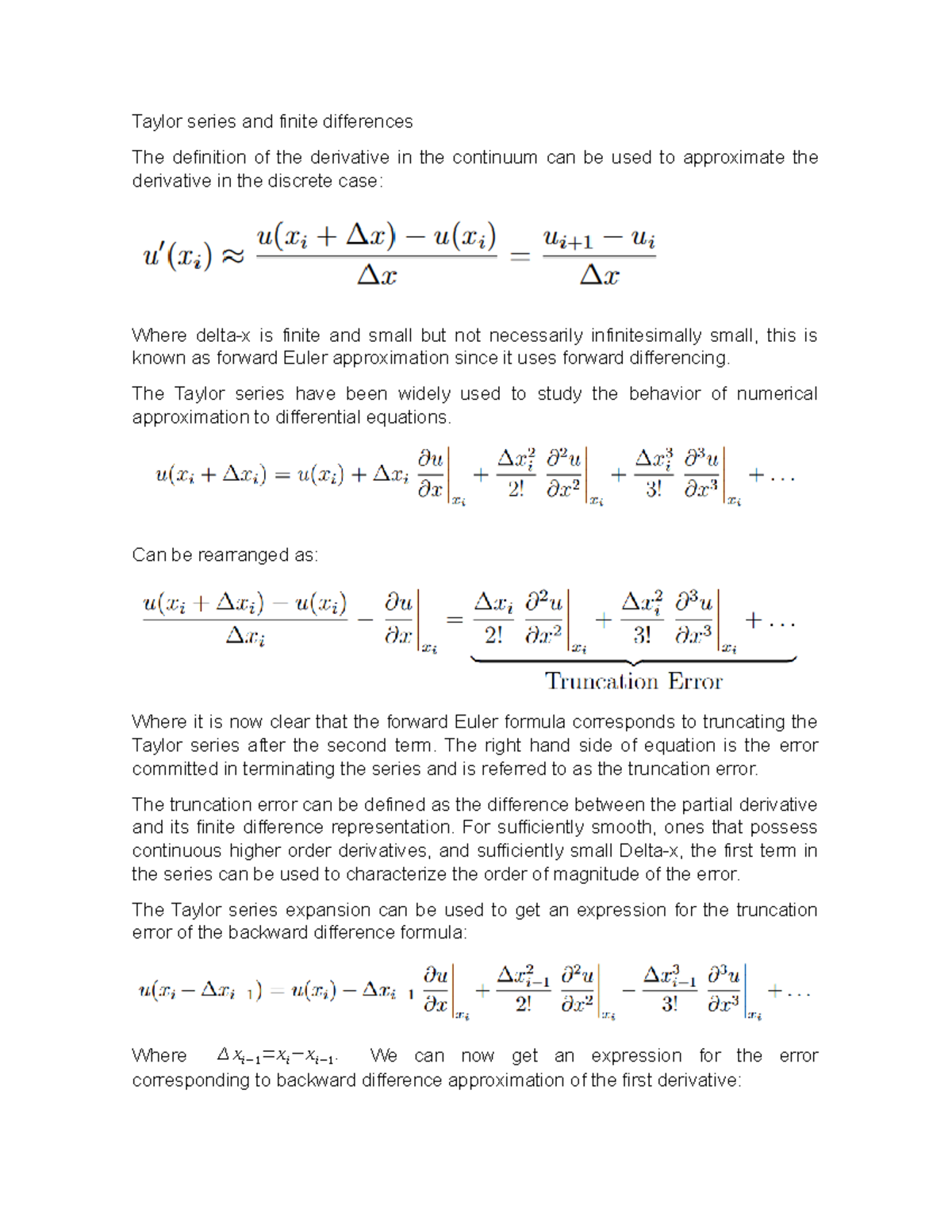 Taylors Expansion - Resumen Finite Difference Equations and Simulations ...