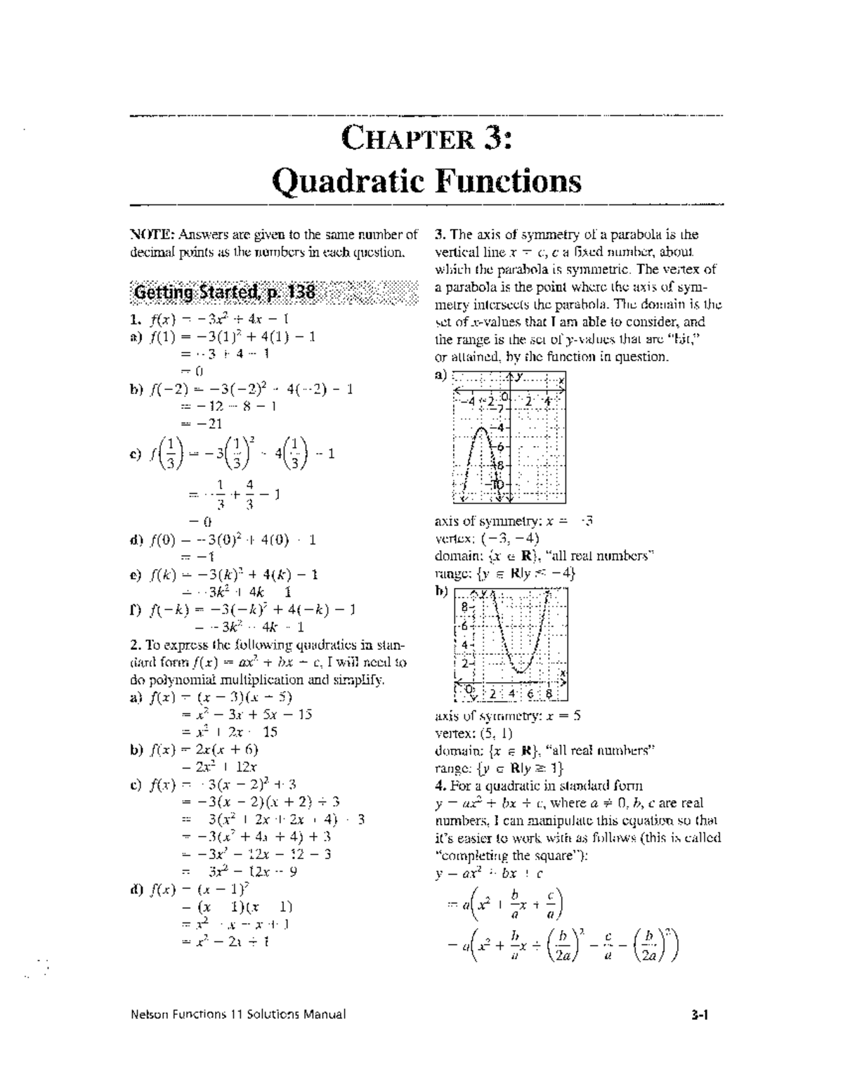 Maths Quadratic Function Chapter 3 - ADM 1340 - Studocu