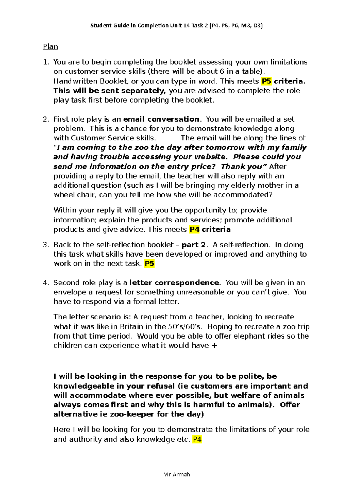 Task 2 Student Guide - Student Guide in Completion Unit 14 Task 2 (P4 ...