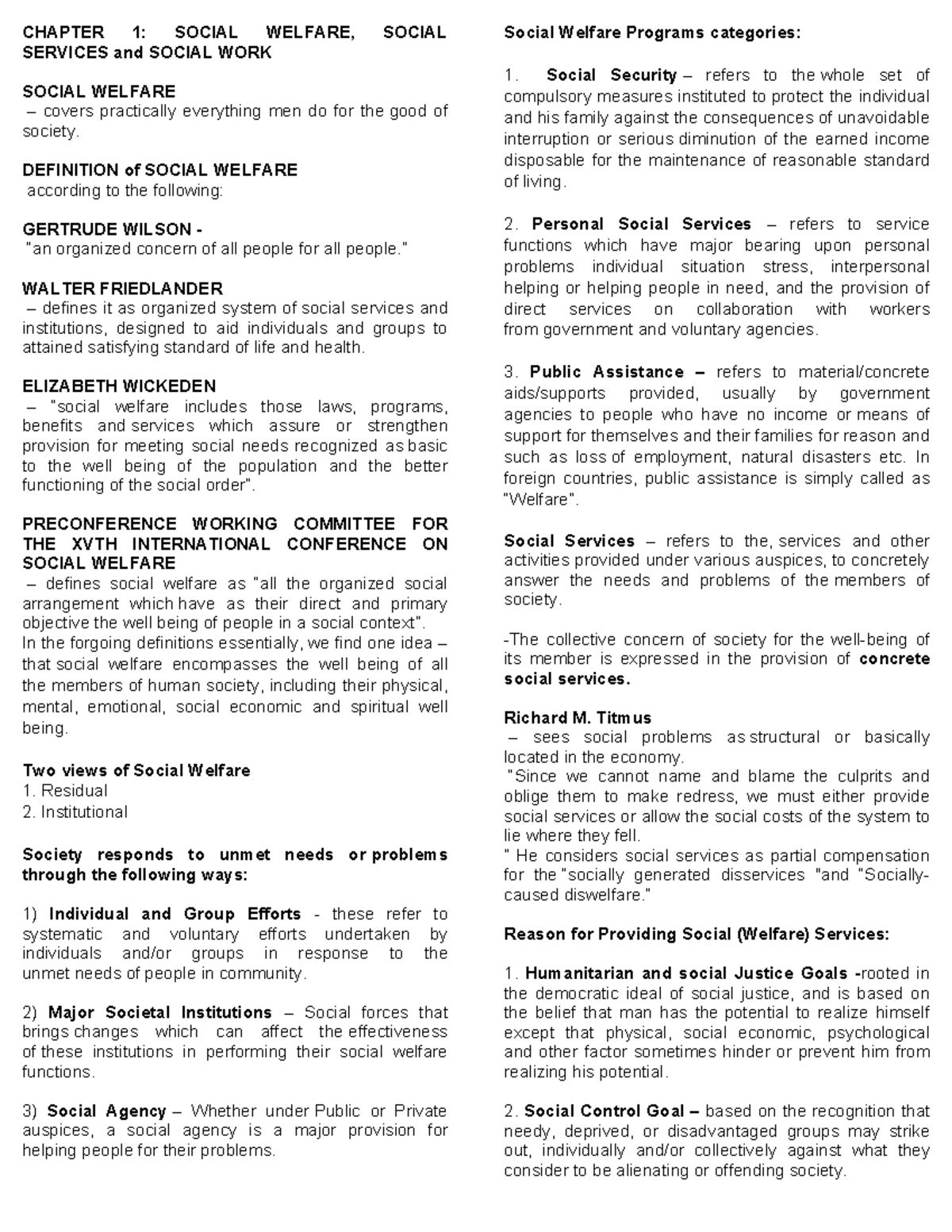 Social WORK Being Chapter 1 4 - CHAPTER 1: SOCIAL WELFARE, SOCIAL ...