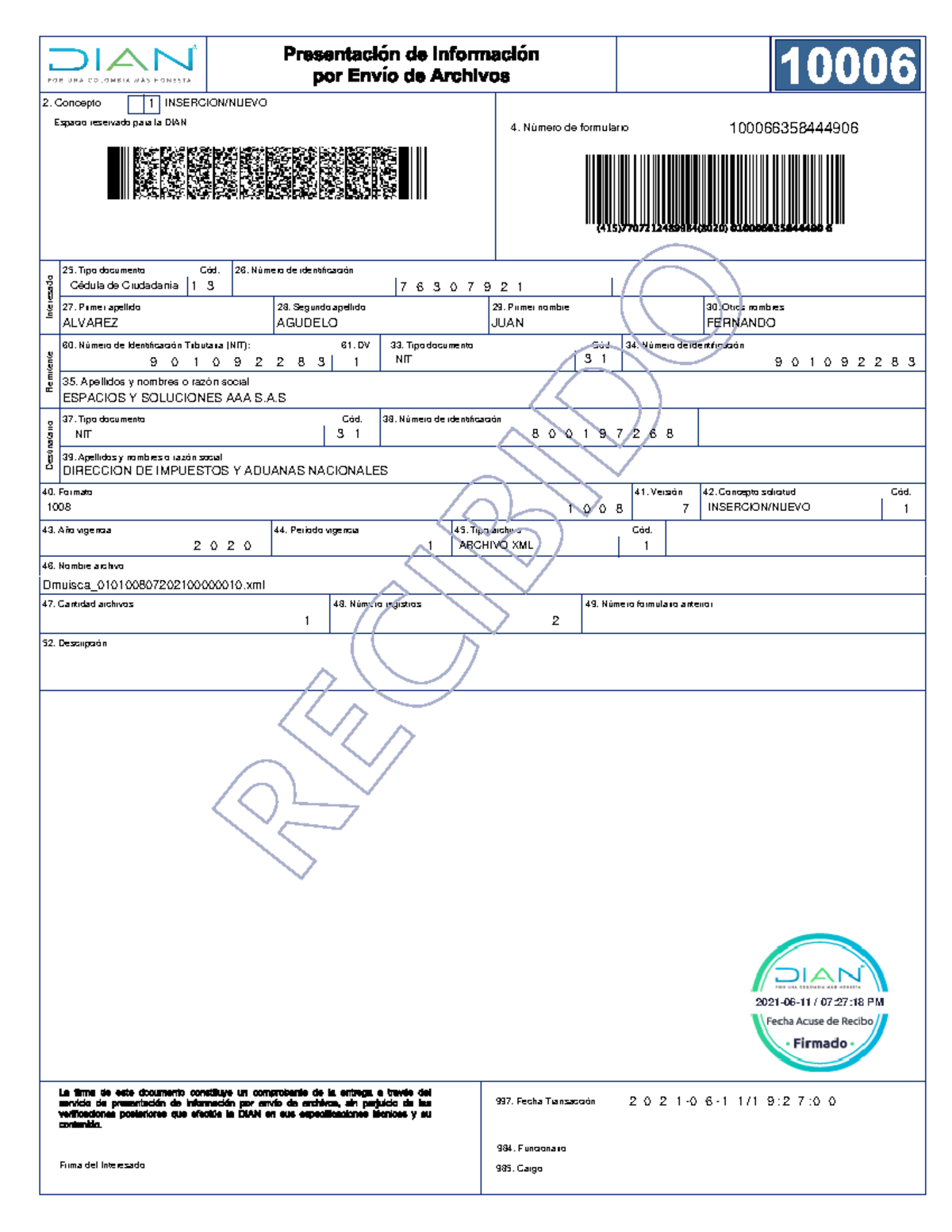 Formato 1001 año fiscal 2021 para la preapracion de informacion - Cargo ...