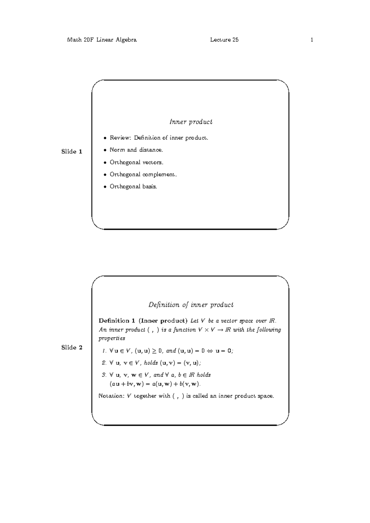 Inner product - Norm and distance. Orthogonal vectors. Orthogonal ...