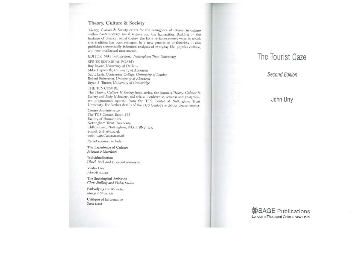 4. Urry, The tourist gaze - Cultureel erfgoed: betekenissen van het ...