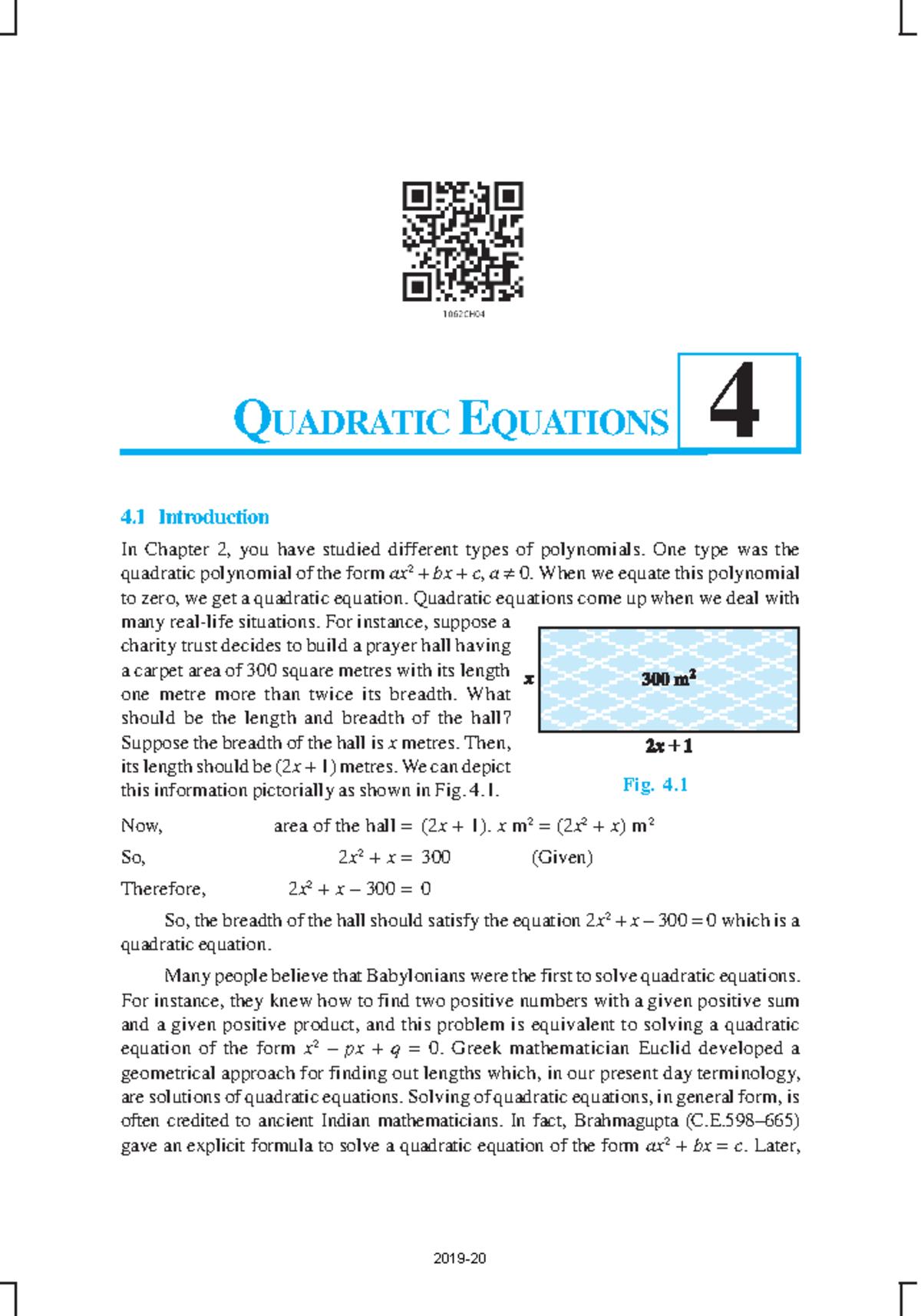 Ncert Class 10 Math Chapter 4 - 70 MATHEMATICS 4 4 Introduction In ...