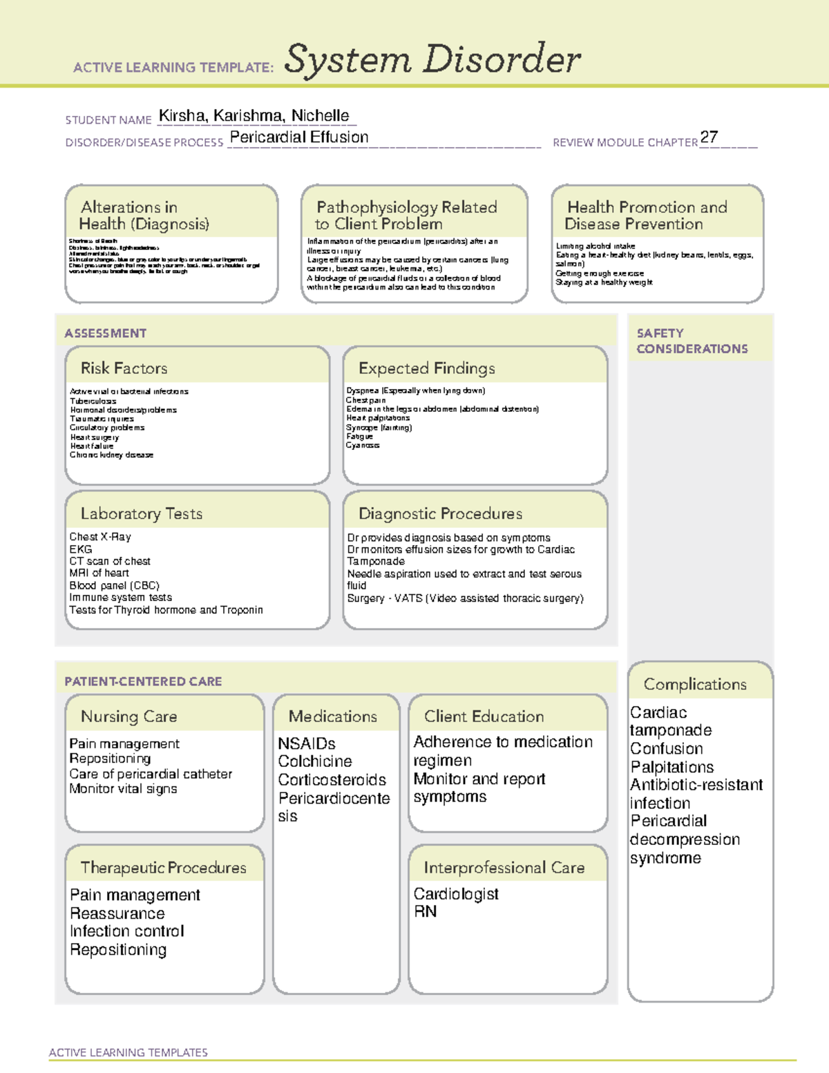 Pericardial Effusion - n/a - ACTIVE LEARNING TEMPLATES System Disorder ...