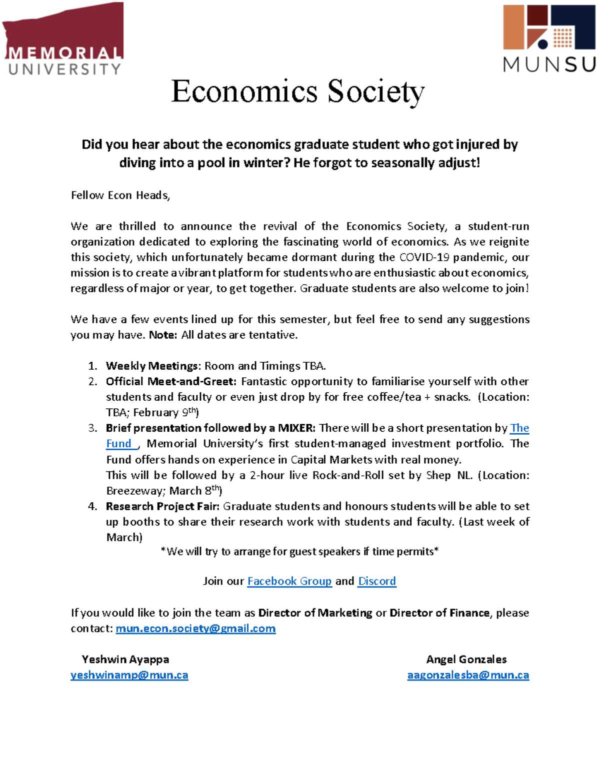 Economics Society Poster - Economics Society Did you hear about the ...