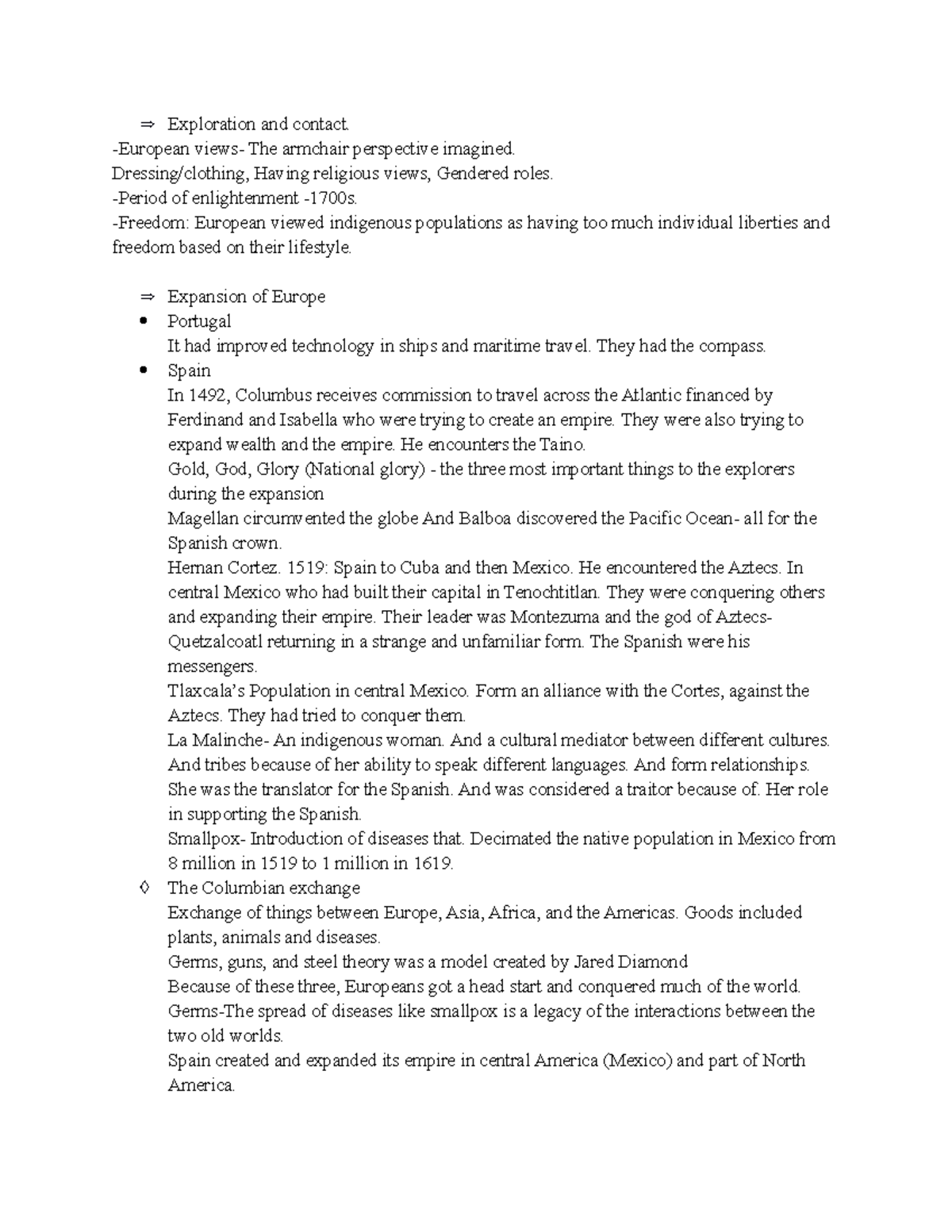History doc 2 - Exploration and contact. -European views- The armchair ...