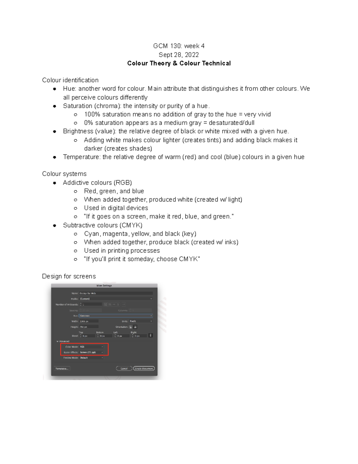 Week 4 lecture notes - n/a - GCM 130: week 4 Sept 28, 2022 Colour ...
