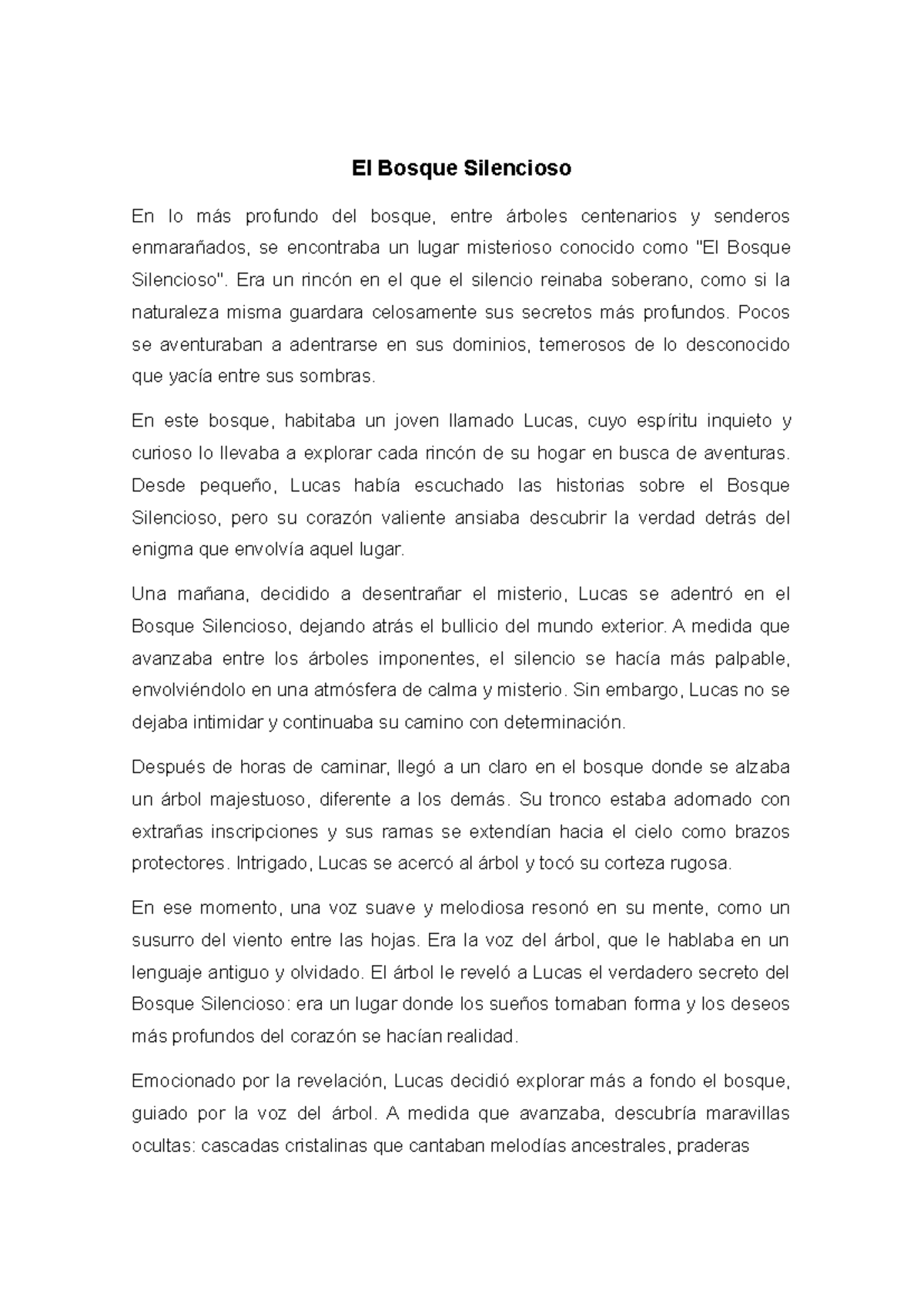 Cuento del sueño del pongo - El Bosque Silencioso En lo más profundo del bosque, entre árboles ...