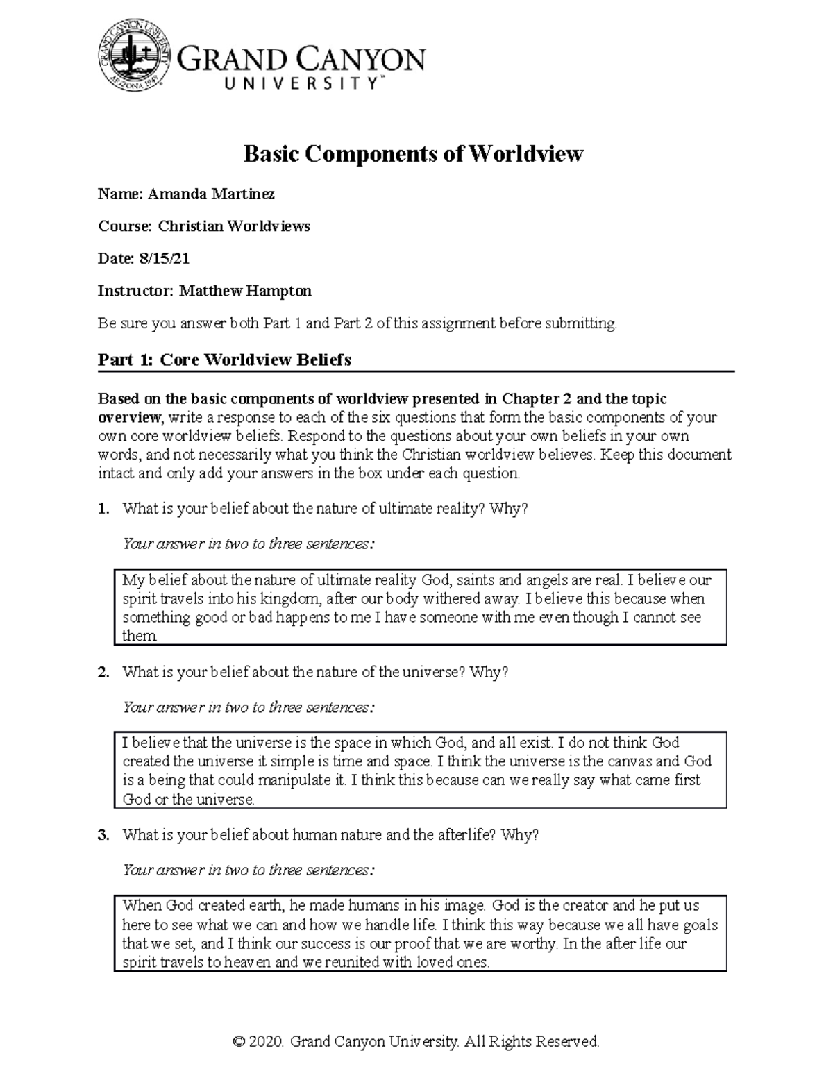 CWV-101-Basic Components of Worldview - Basic Components of Worldview ...