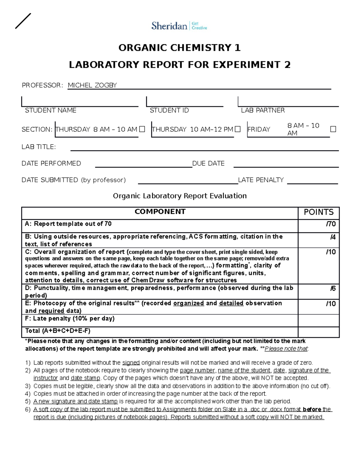 Exp 2 Rec of Org Cpd - Report Template F2019-v1-MZ - ORGANIC CHEMISTRY ...