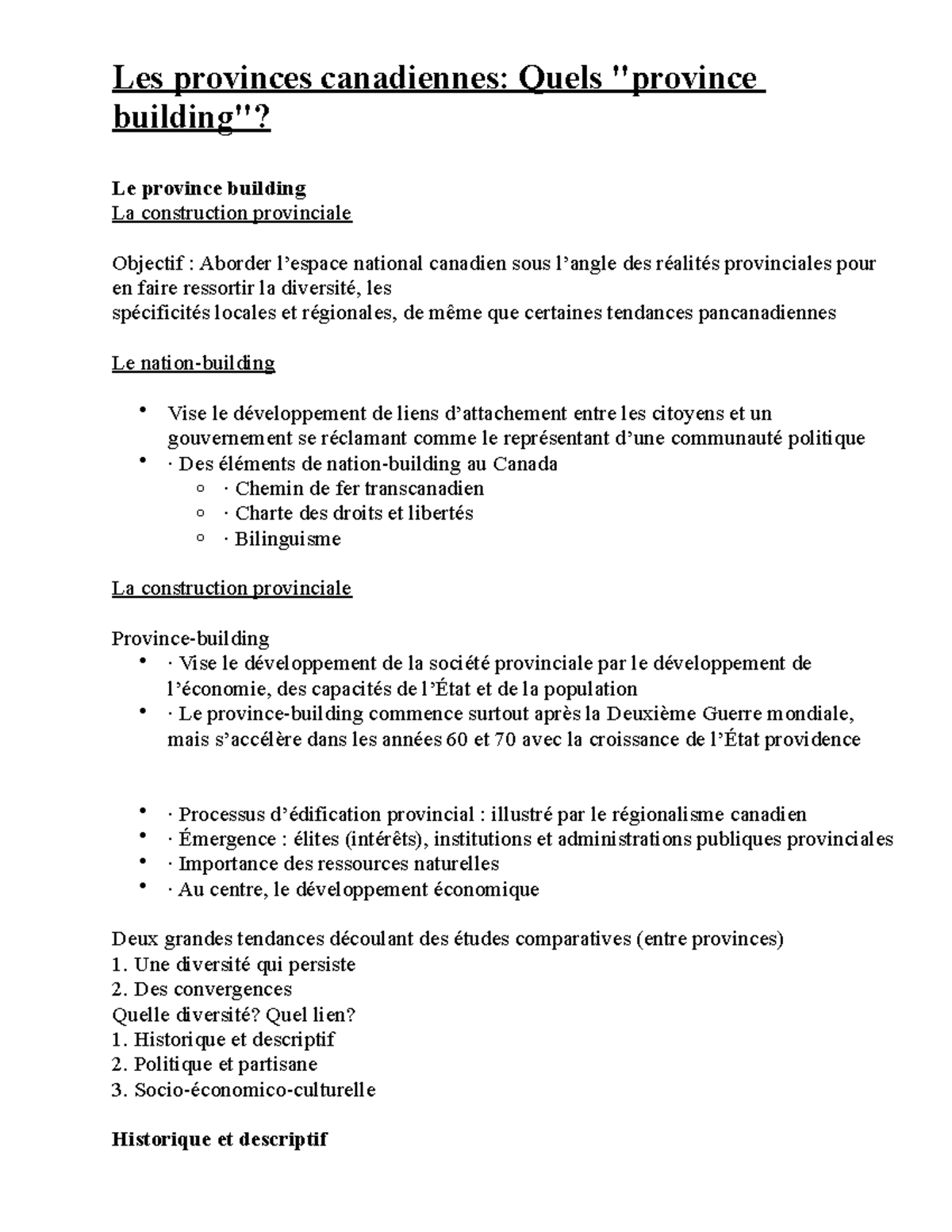 POL101 cours 7 - Les provinces canadiennes: Quels "province building ...