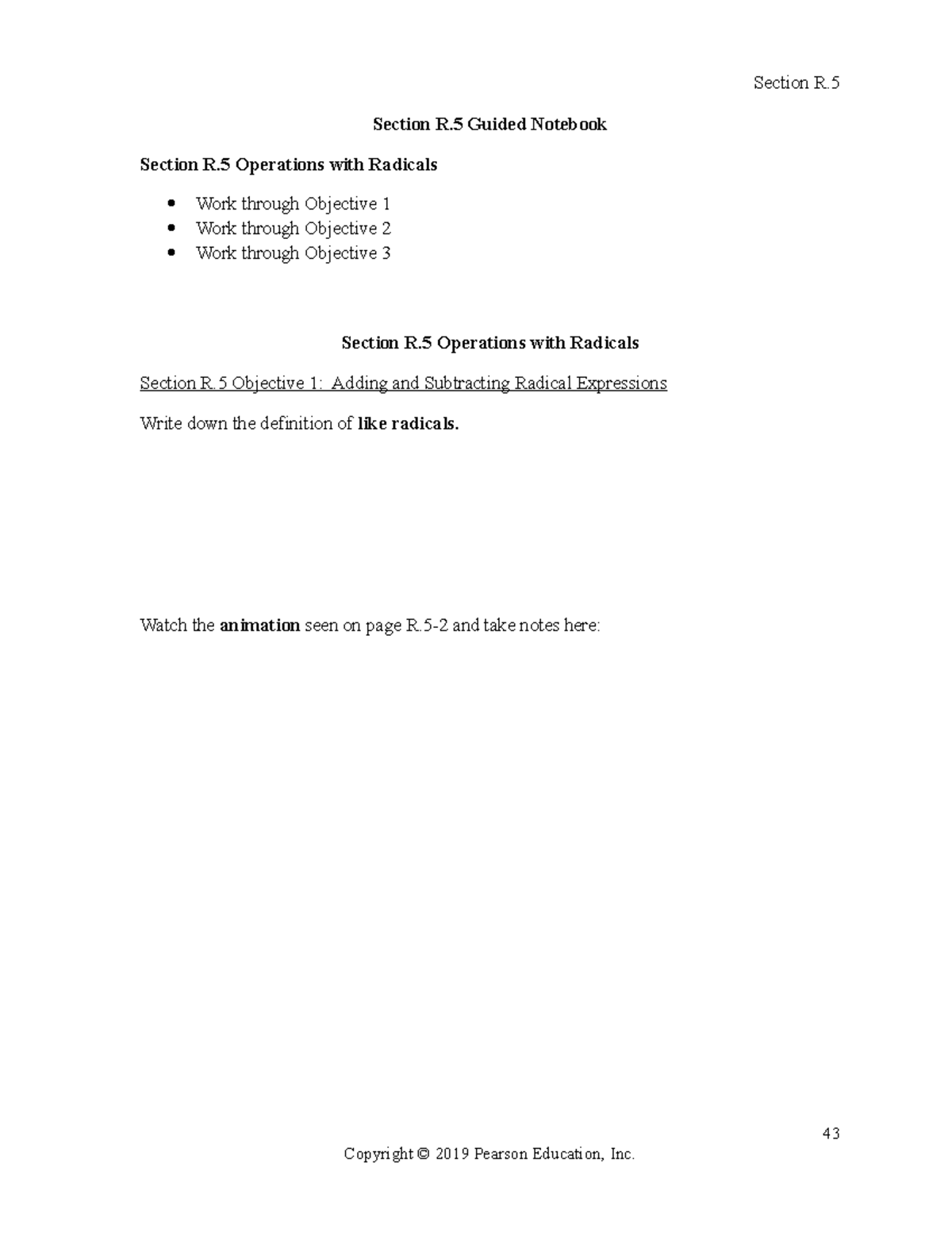 R 5 - Review 5 MAT-101 - Section R Guided Notebook Section R Operations ...