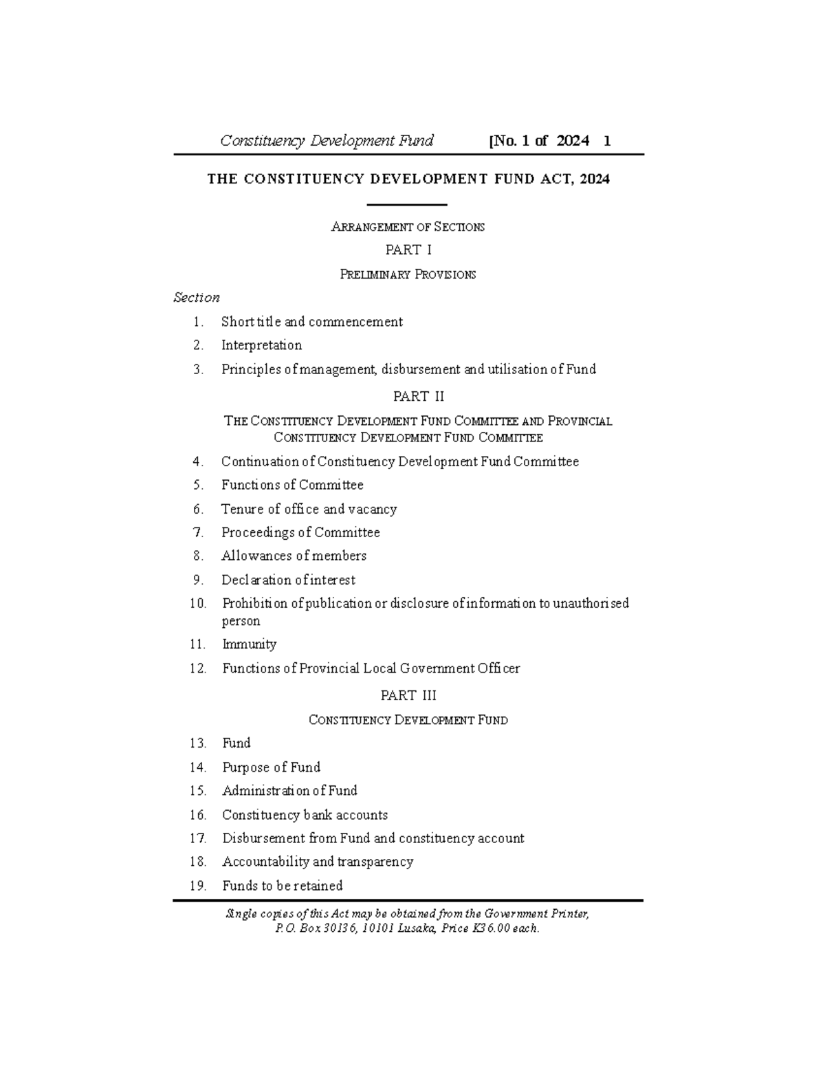 ACT No. 1 OF 2024, THE Constituency Development FUND - THE CONSTITUENCY ...