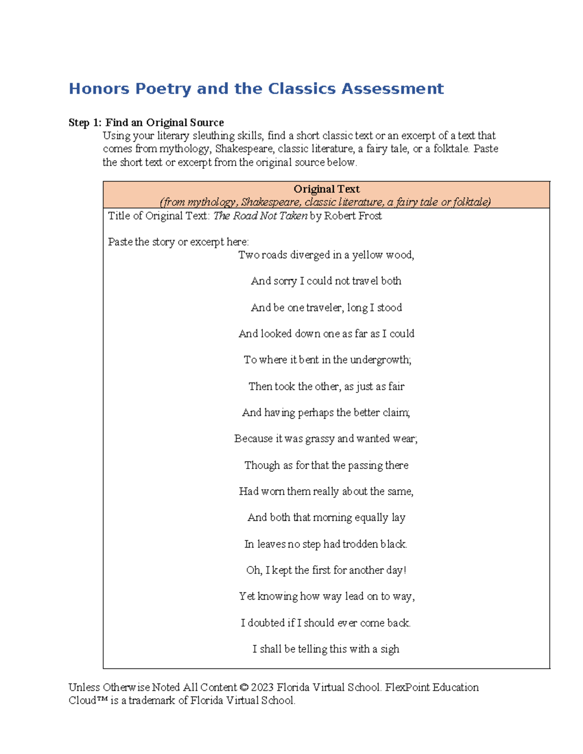 4.7 honors poetry and the classics as - Honors Poetry and the Classics ...