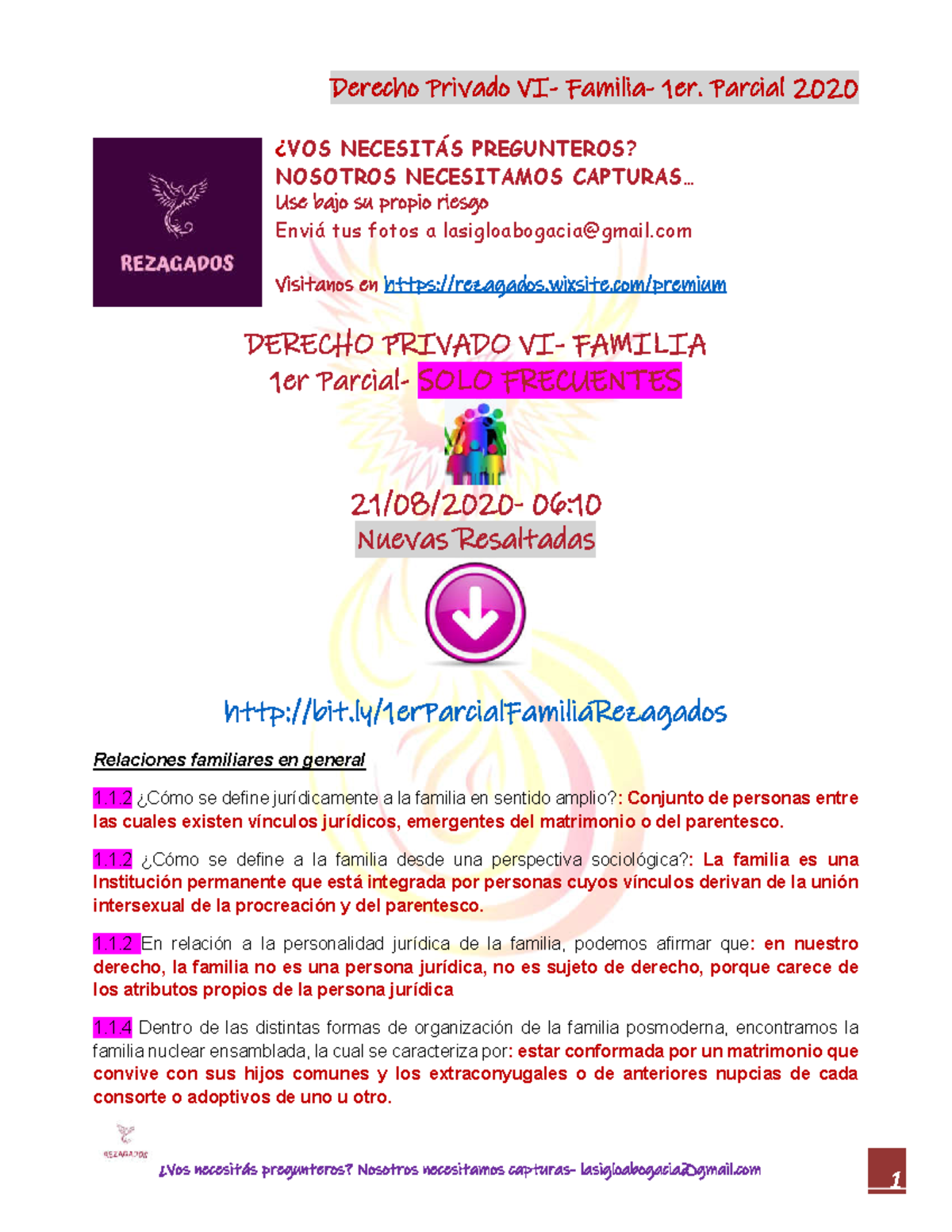 Primer Parcial De derecho de familia - Warning: TT: undefined function: 32 ¿Vos necesitás - Studocu