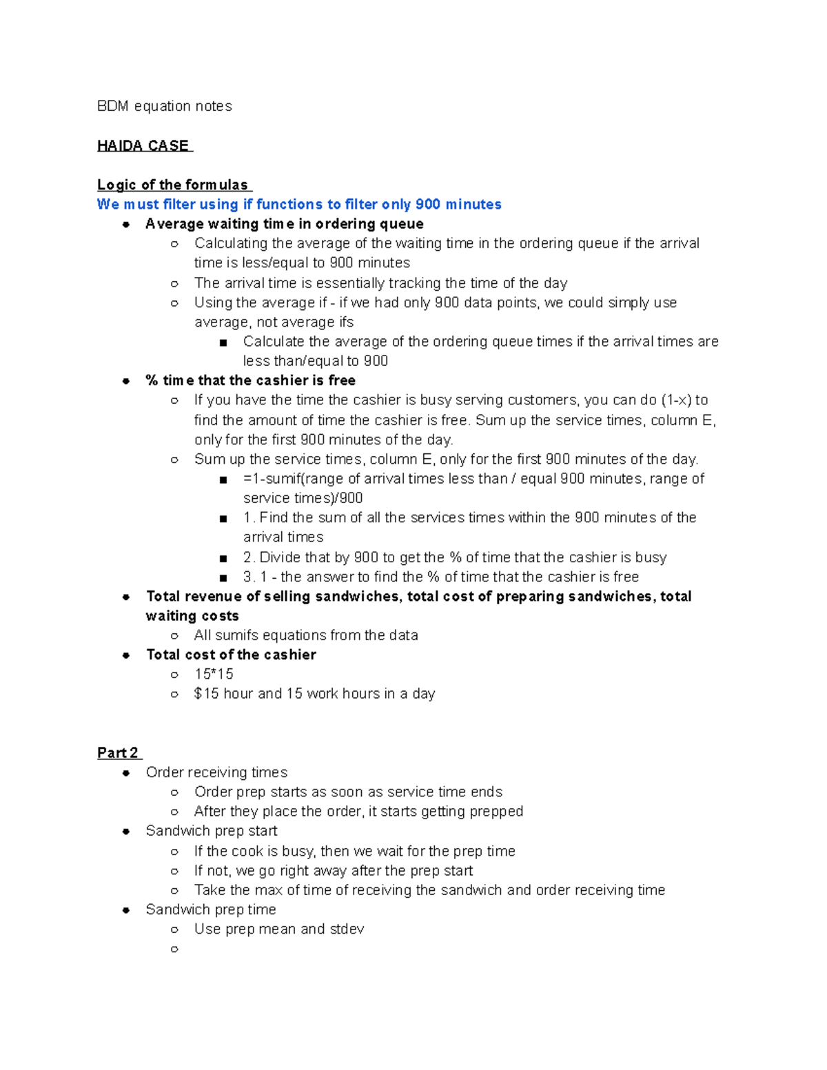 BDM Formula Notes - BDM equation notes HAIDA CASE Logic of the formulas ...