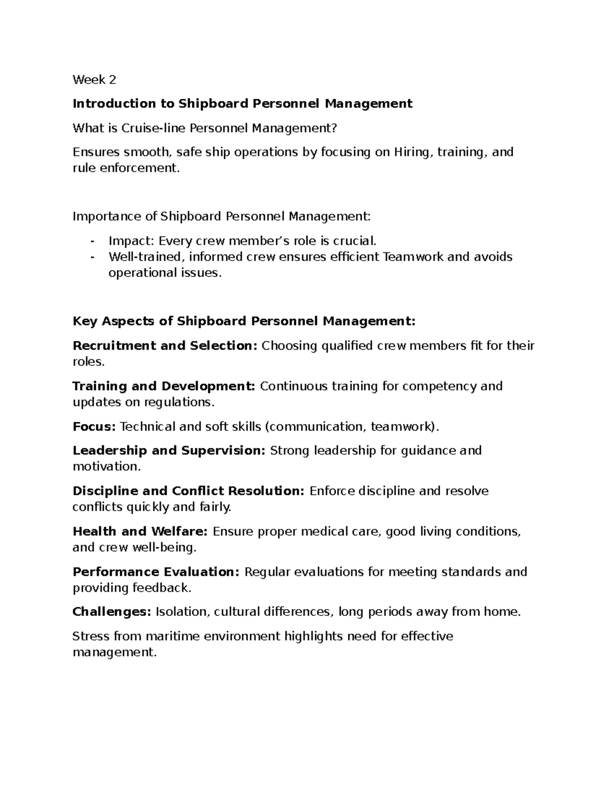 CLPM Reviewer - Notes!!! - Week 2 Introduction to Shipboard Personnel ...