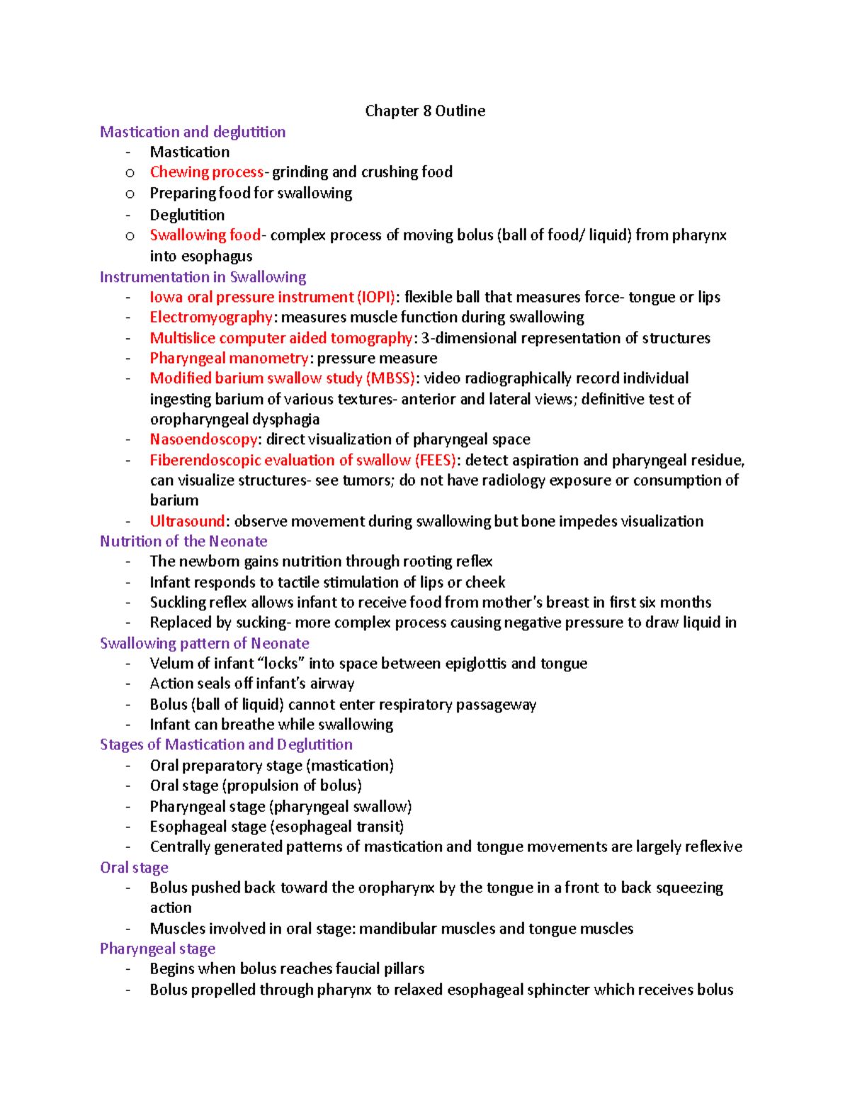Chapter 8 Outline - anatomy - Chapter 8 Outline Mastication and deglutition Mastication o ...